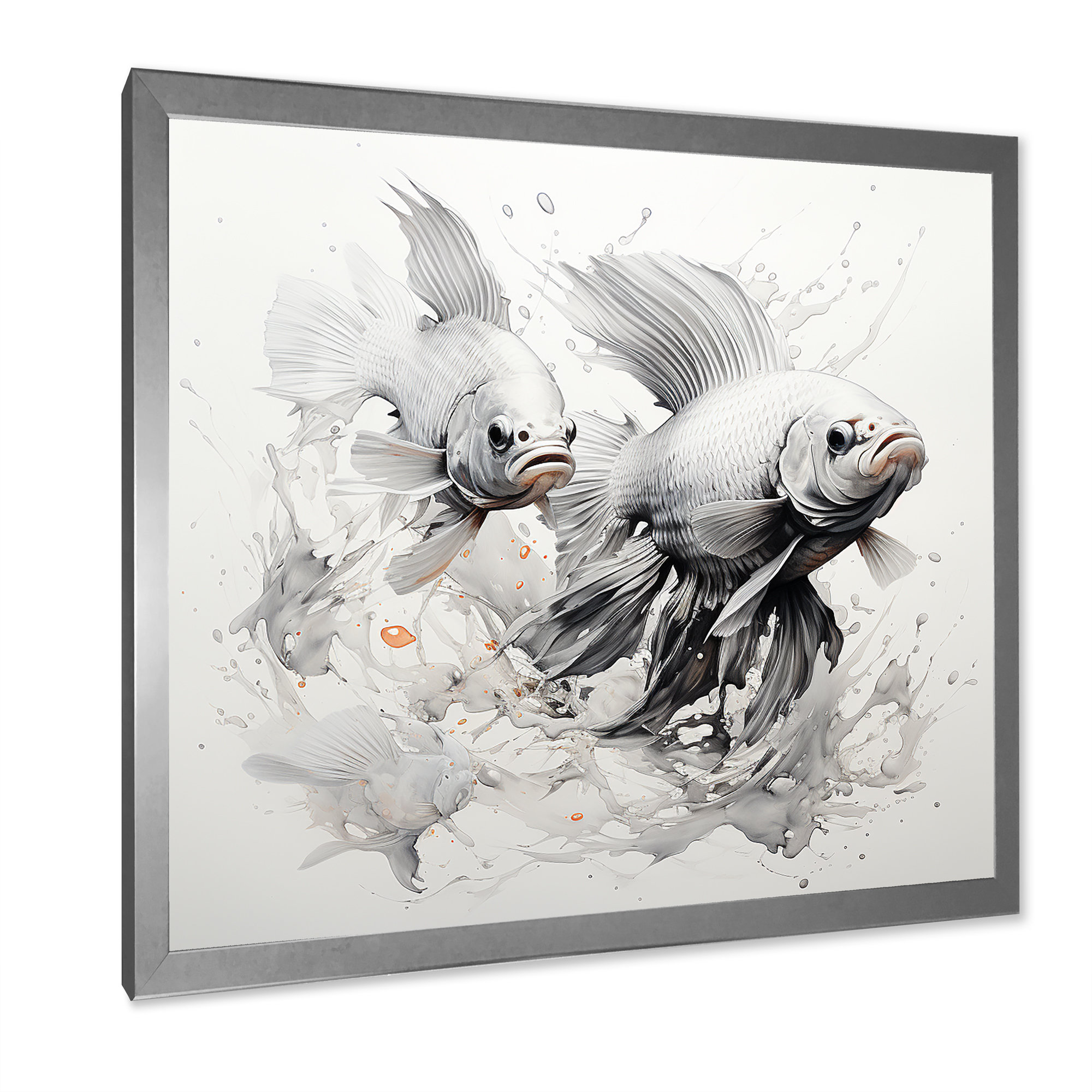 Highland Dunes Black And White Fish Ocean Dance I - Animals Wall Art ...