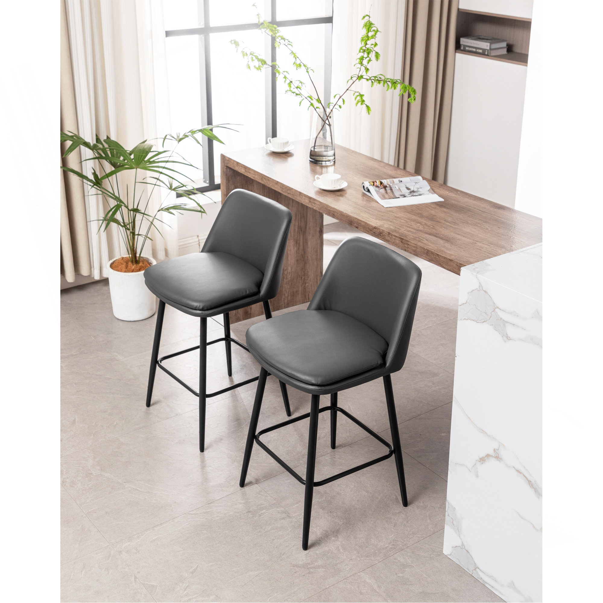 Latitude Run® Counter Height Swivel Bar Stools Set Of 2, 360° Swivel ...