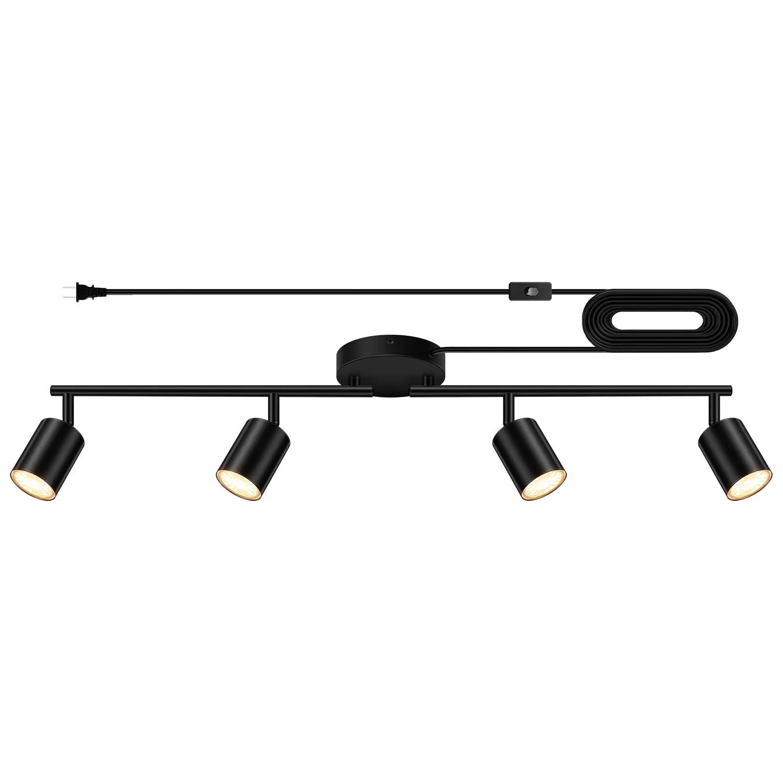 BOJUNTAN Plug In Track Lighting LED, Black 4-Light Kitchen Light Kit ...