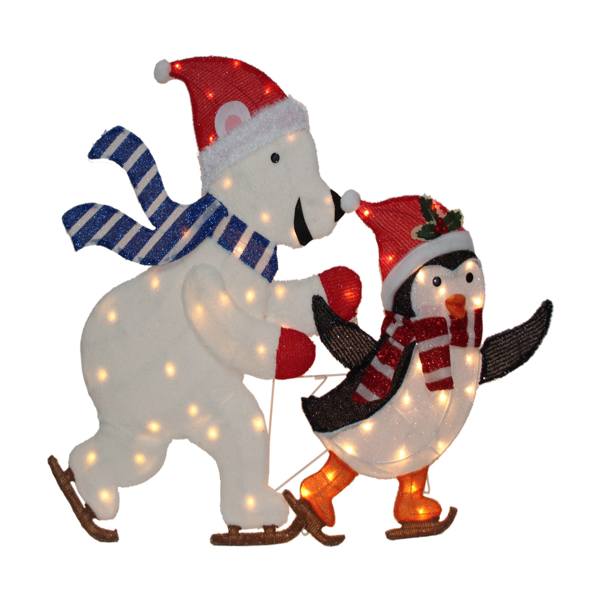 Northlight Ice Skating Polar Bear and Penguin Lighted Display | Wayfair