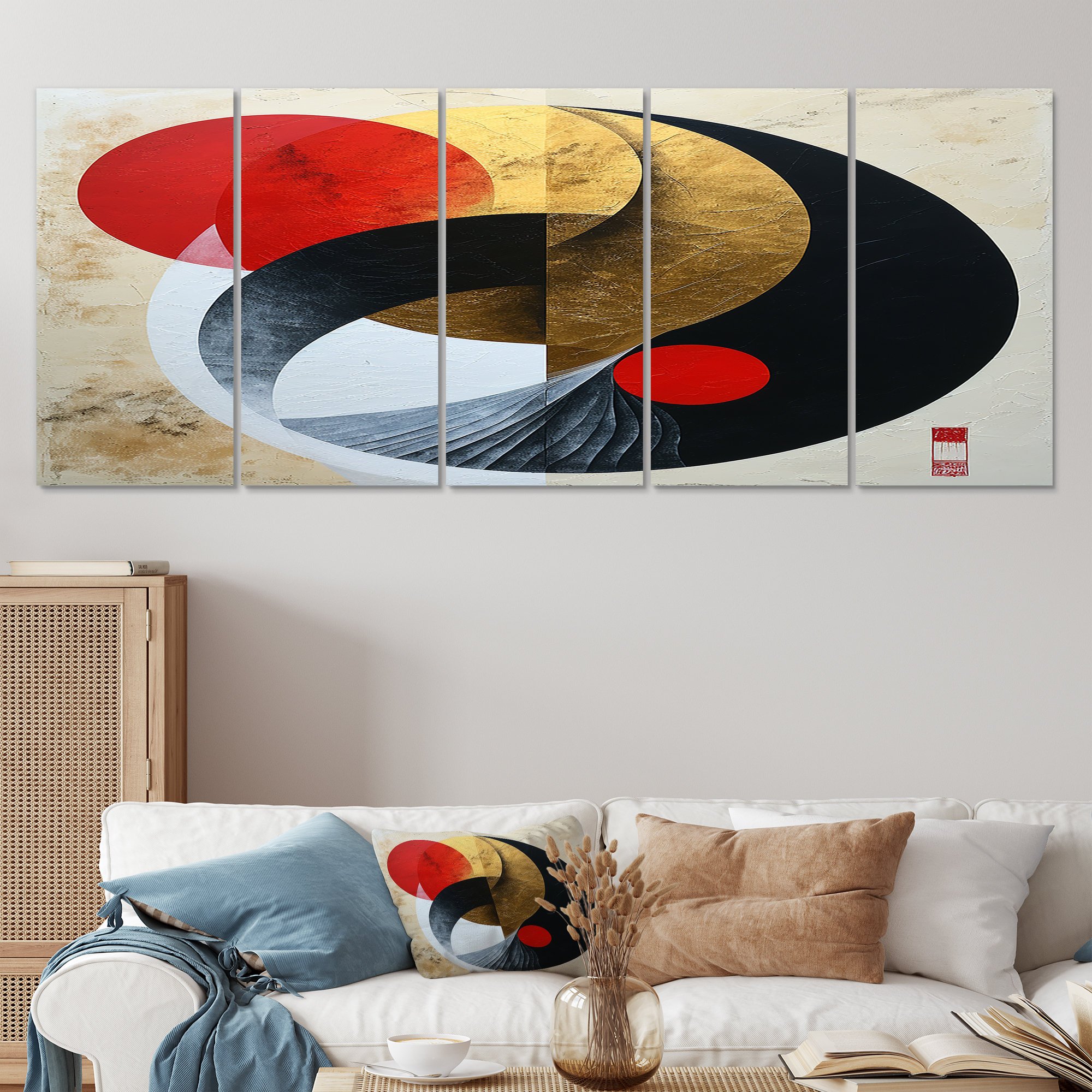 Ivy Bronx Ying Yang Deconstructed Balance Gold Red Black - Minimalism ...