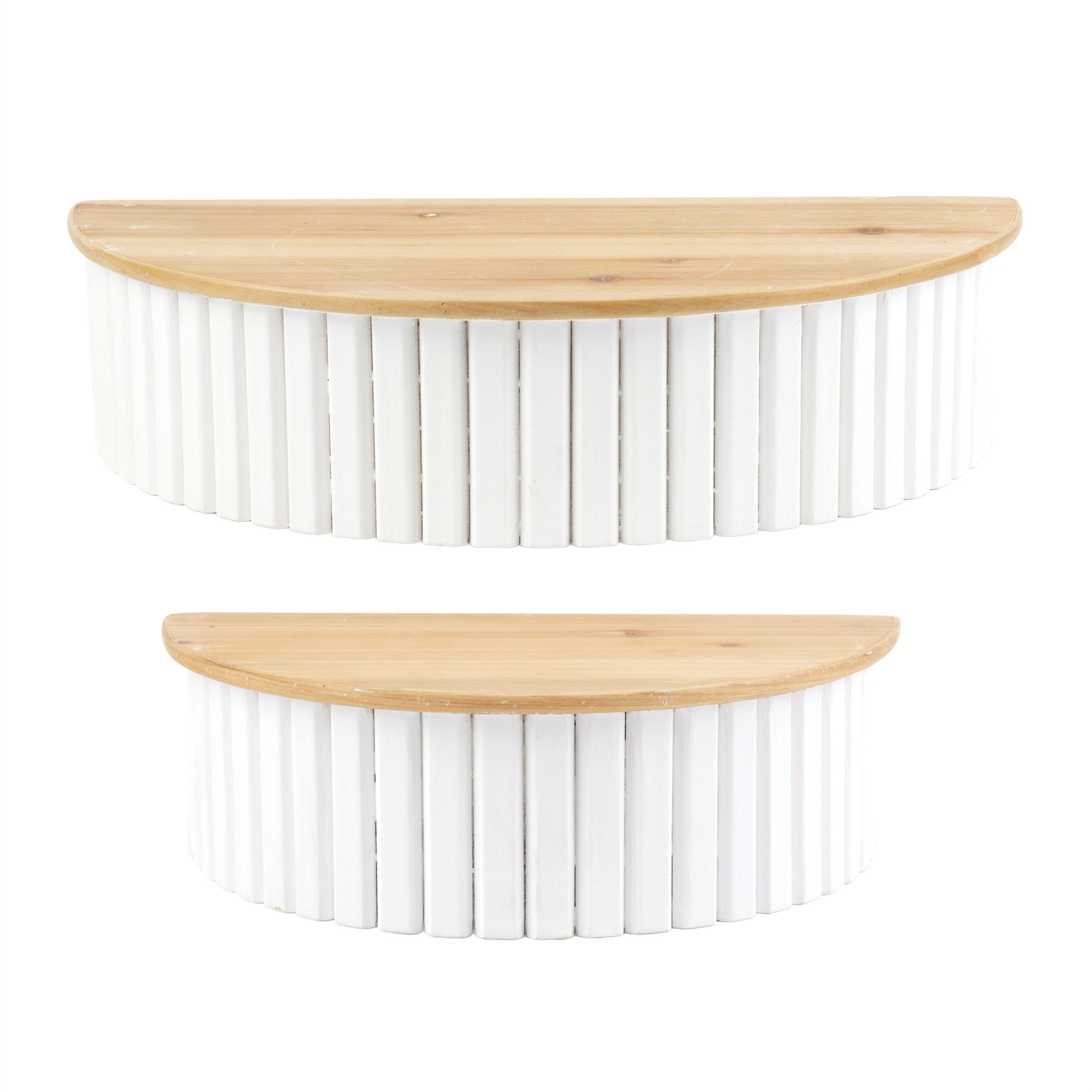 Gracie Oaks Ribbed Wood Wall Shelf (Set of 2) | Wayfair
