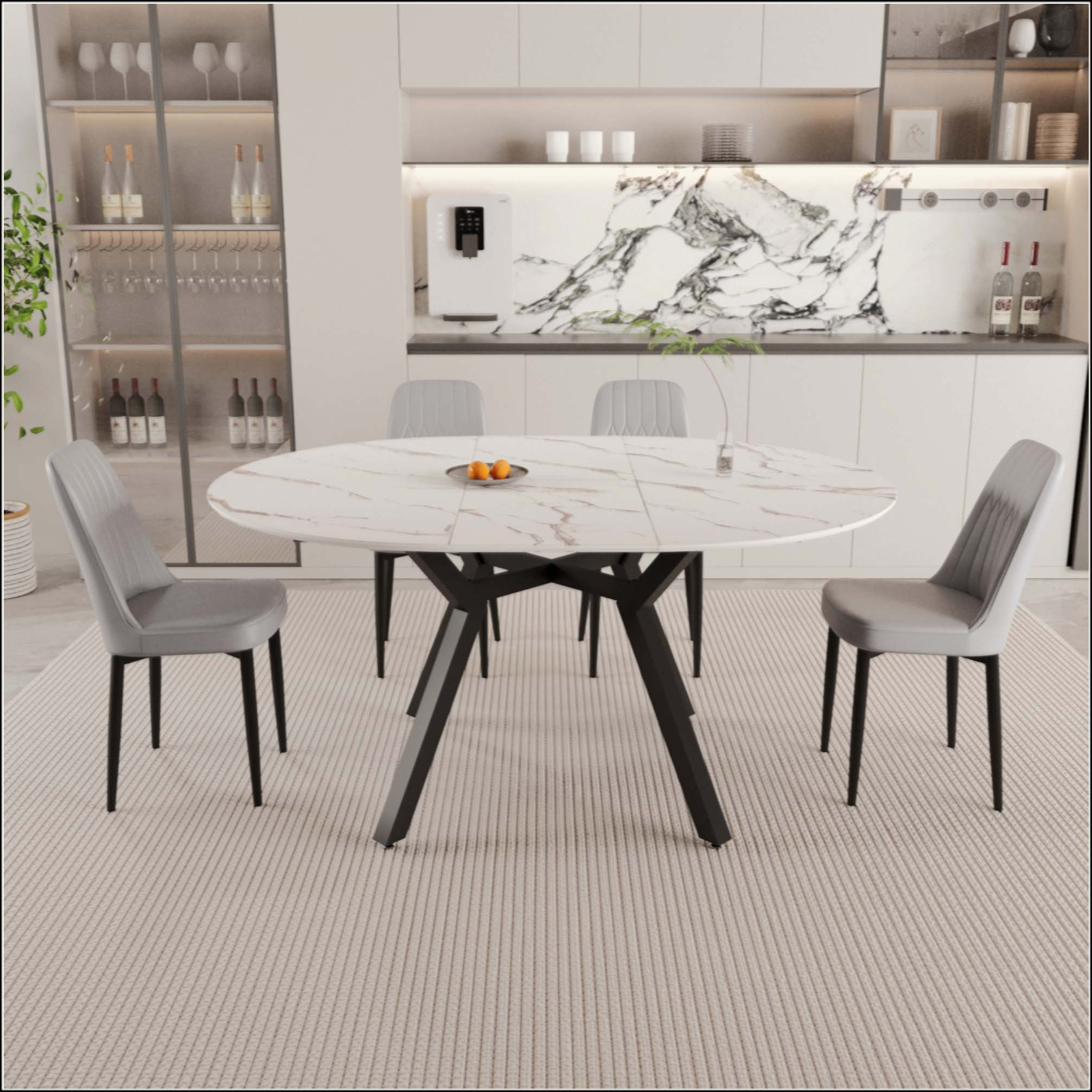 George Oliver Expandable Circular Dining Tables , Equipped With 4 PU ...