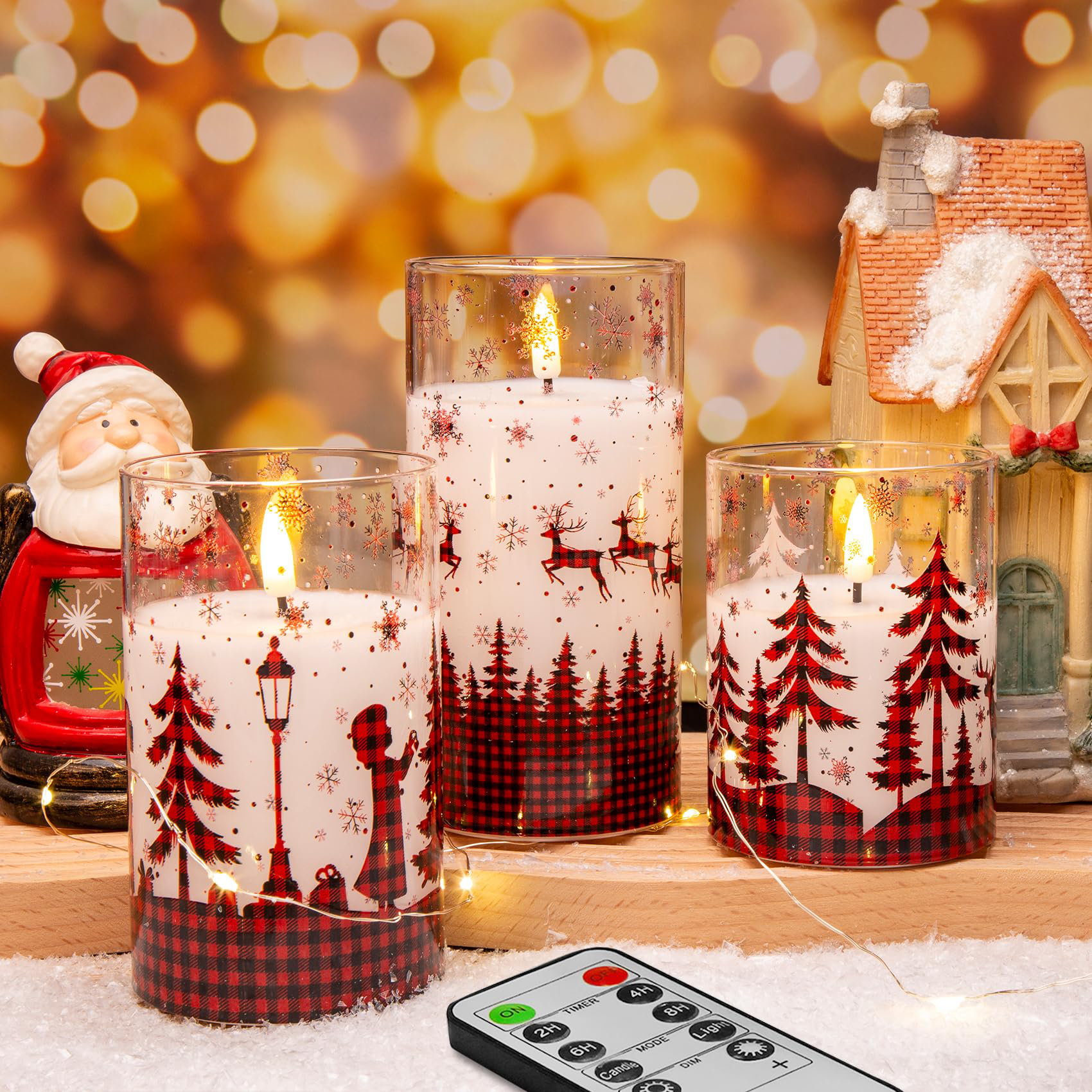 The Holiday Aisle® Set of 3 Christmas Flameless Candles with Remote ...