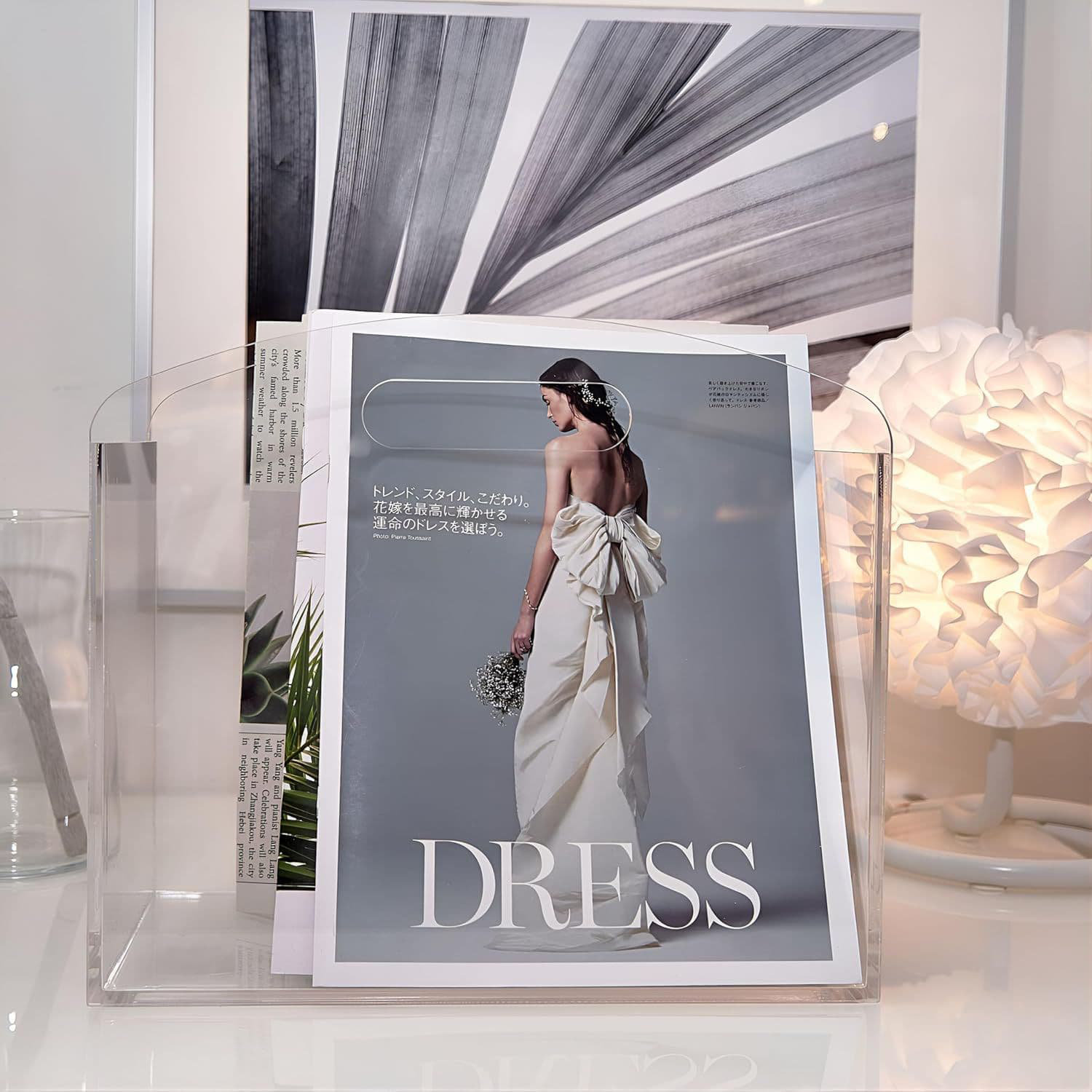 Ebern Designs Acrylic Floor Magazine Holder with Handles | Wayfair.co.uk