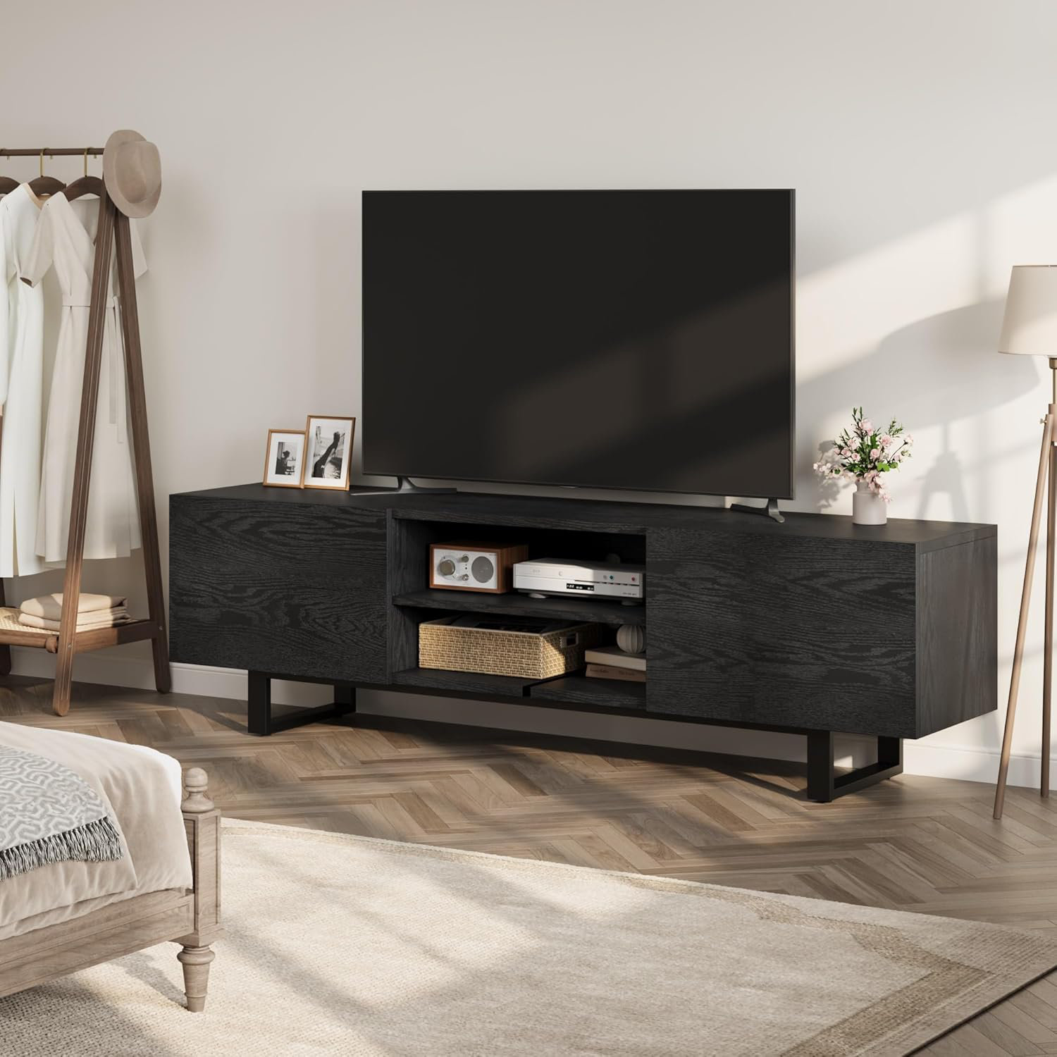 Ebern Designs Industrial TV Stand For 80 Inch, Modern Entertainment ...
