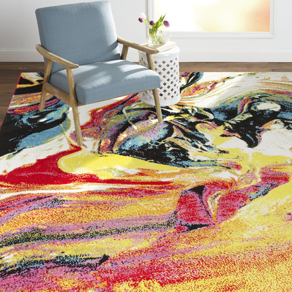 Wrought Studio Olgethorpe Performance Multi-Colored Rug & Reviews | Wayfair