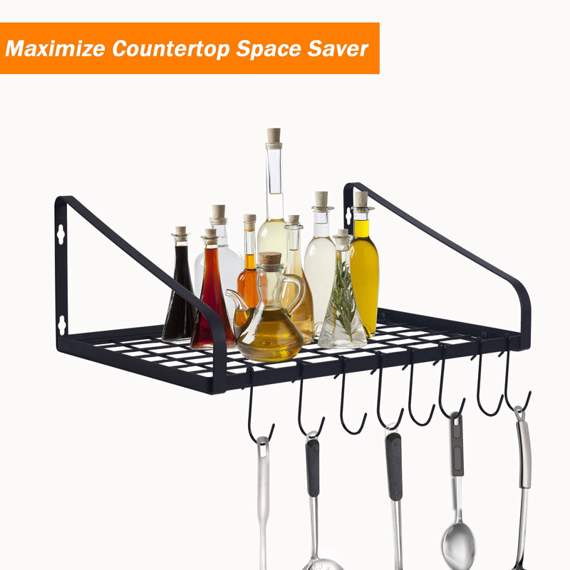 Prep & Savour Metal Rectangle Wall Mounted Pot Rack | Wayfair