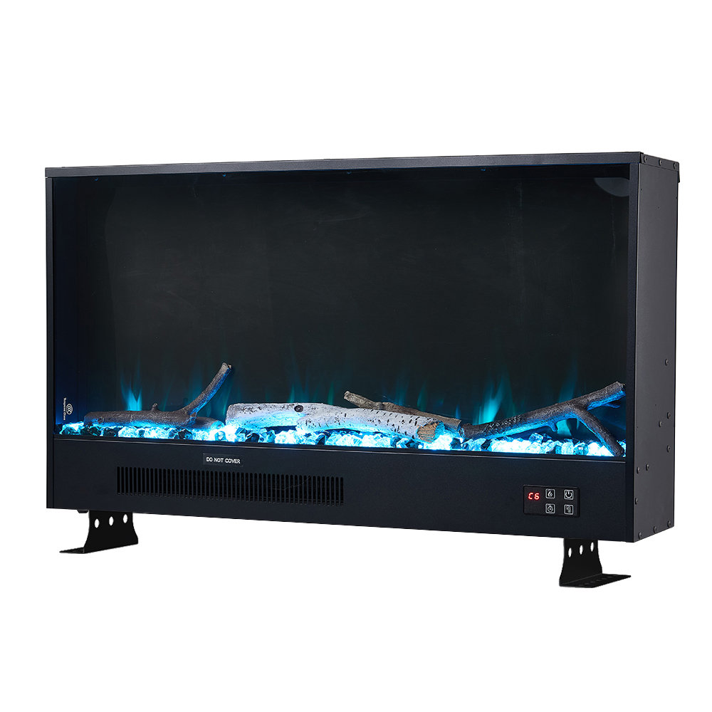 Latitude Run Recessed Electric Fireplace with Remote Control,12 Flame ...