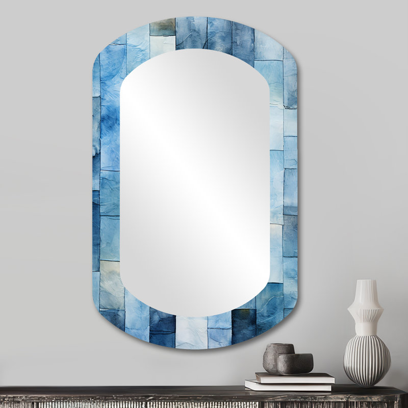 Ivy Bronx White And Blue Scandinavian Tiles V - Abstract Tile Modern ...