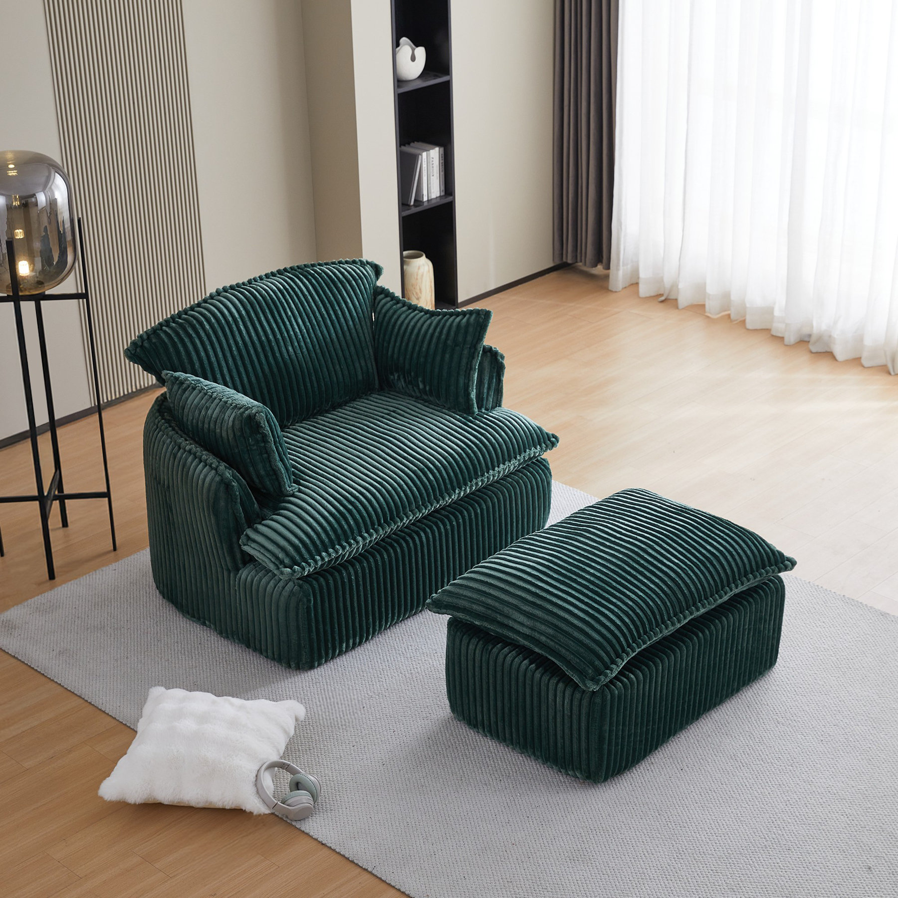 Mercer41 Convertible Compressed Sofa Chair with Ottoman | Wayfair