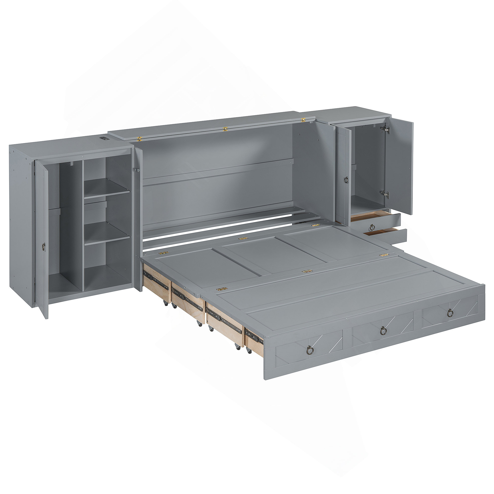 Longshore Tides Bryelle Queen Size Murphy Bed with USB Port, Little ...