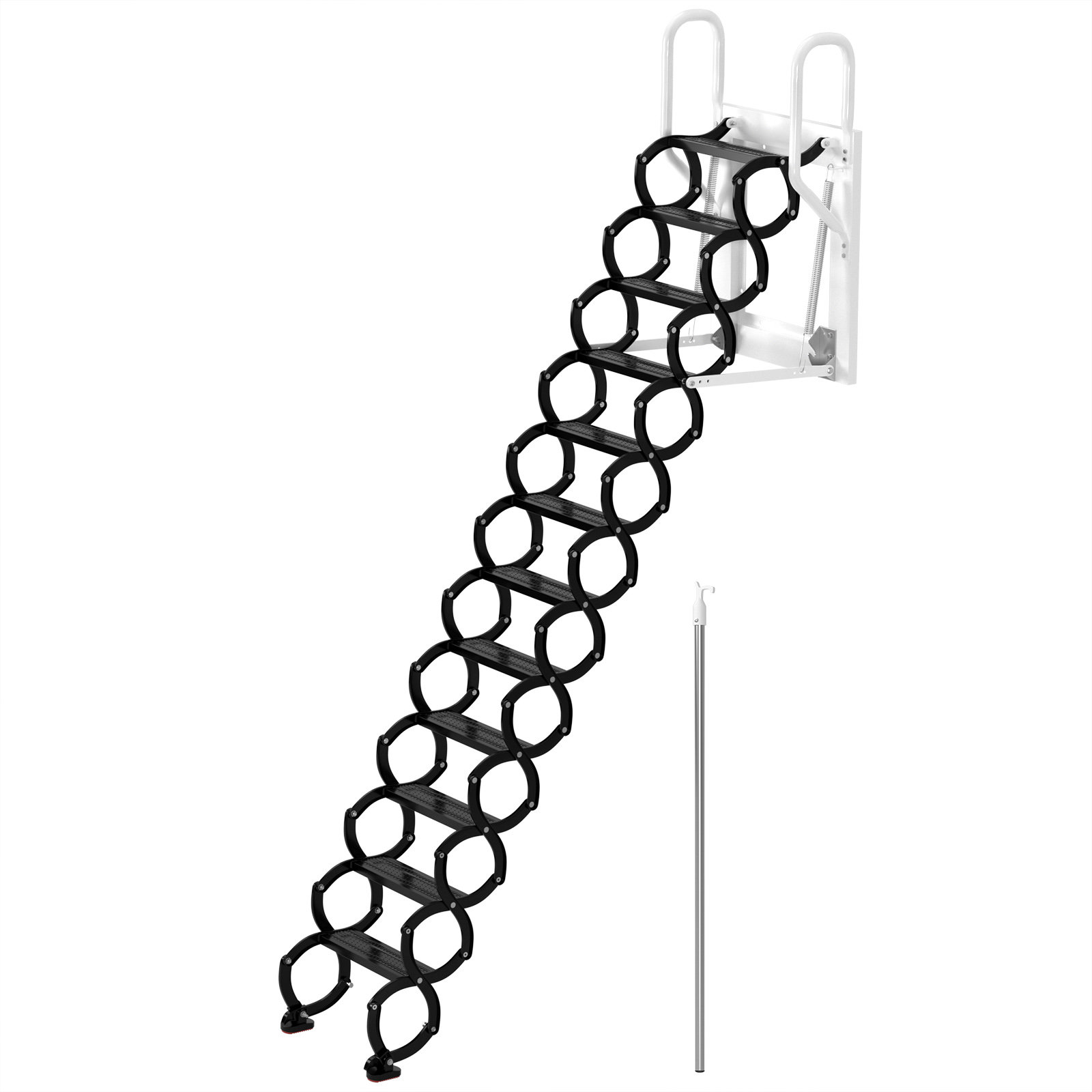 WFX Utility™ Istres Wall Mounted Folding Ladder Black Loft Attic Stairs ...