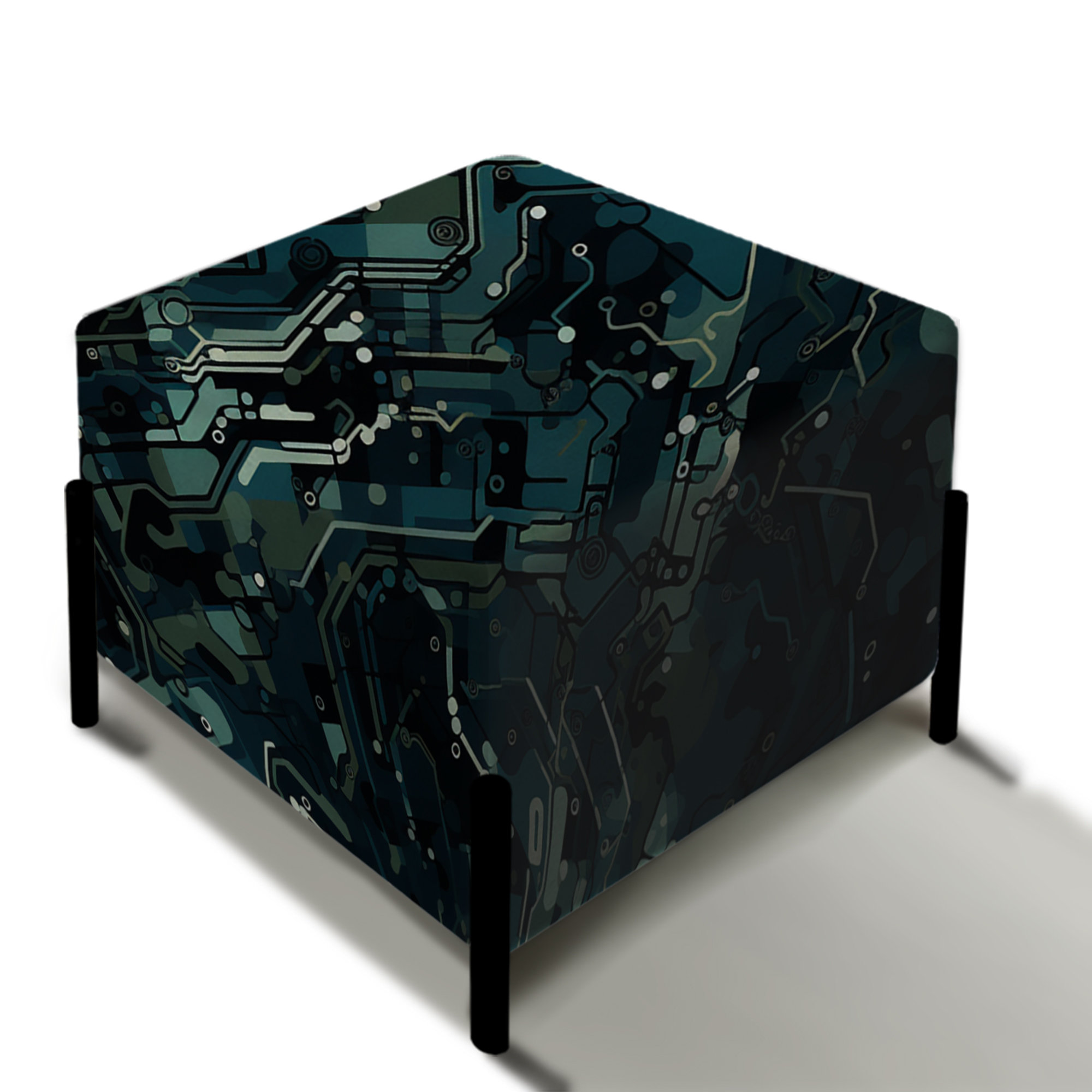 Design Art Cyber Camo Nexus - Abstract Square Ottoman | Wayfair