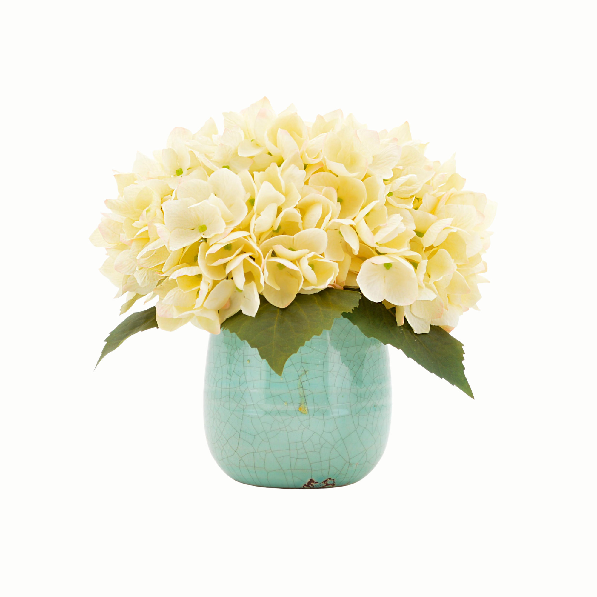 Charlton Home® Gennadios Faux Hydrangea Centerpiece in Blue Vase ...