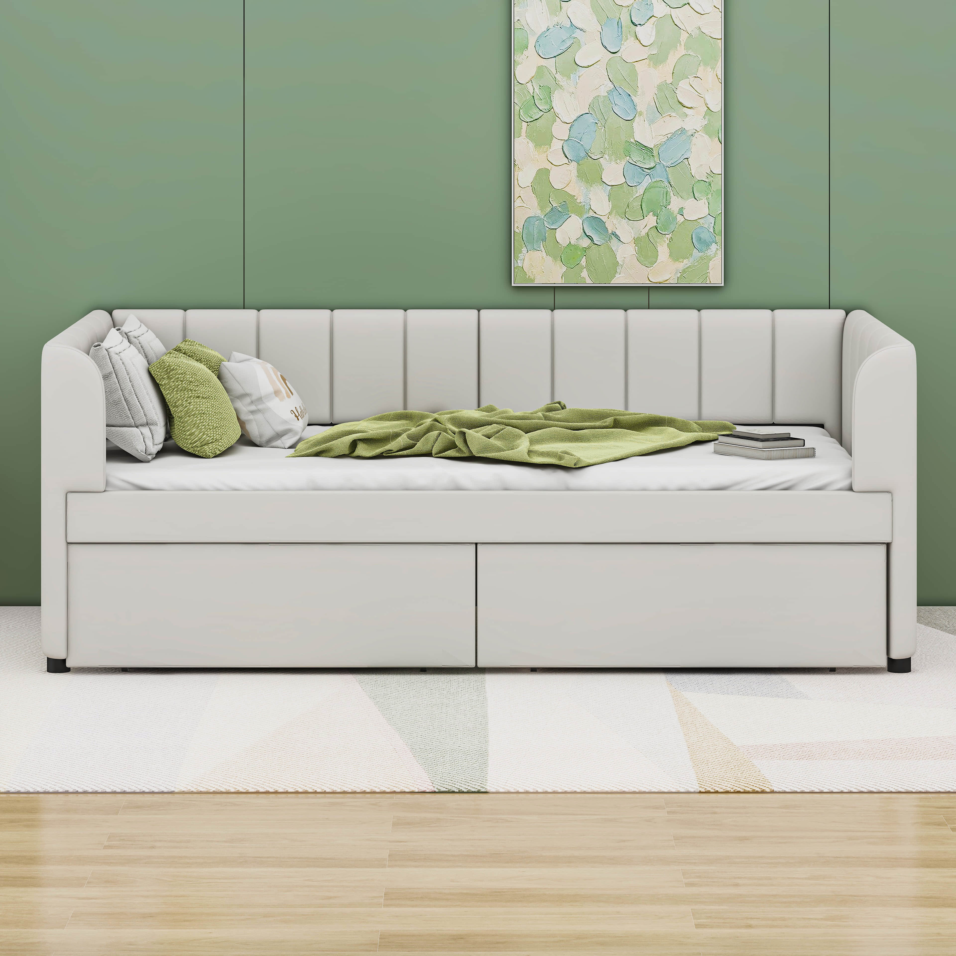 Latitude Run® Ekon Twin Size Upholstered Daybed with Ergonomic Design ...