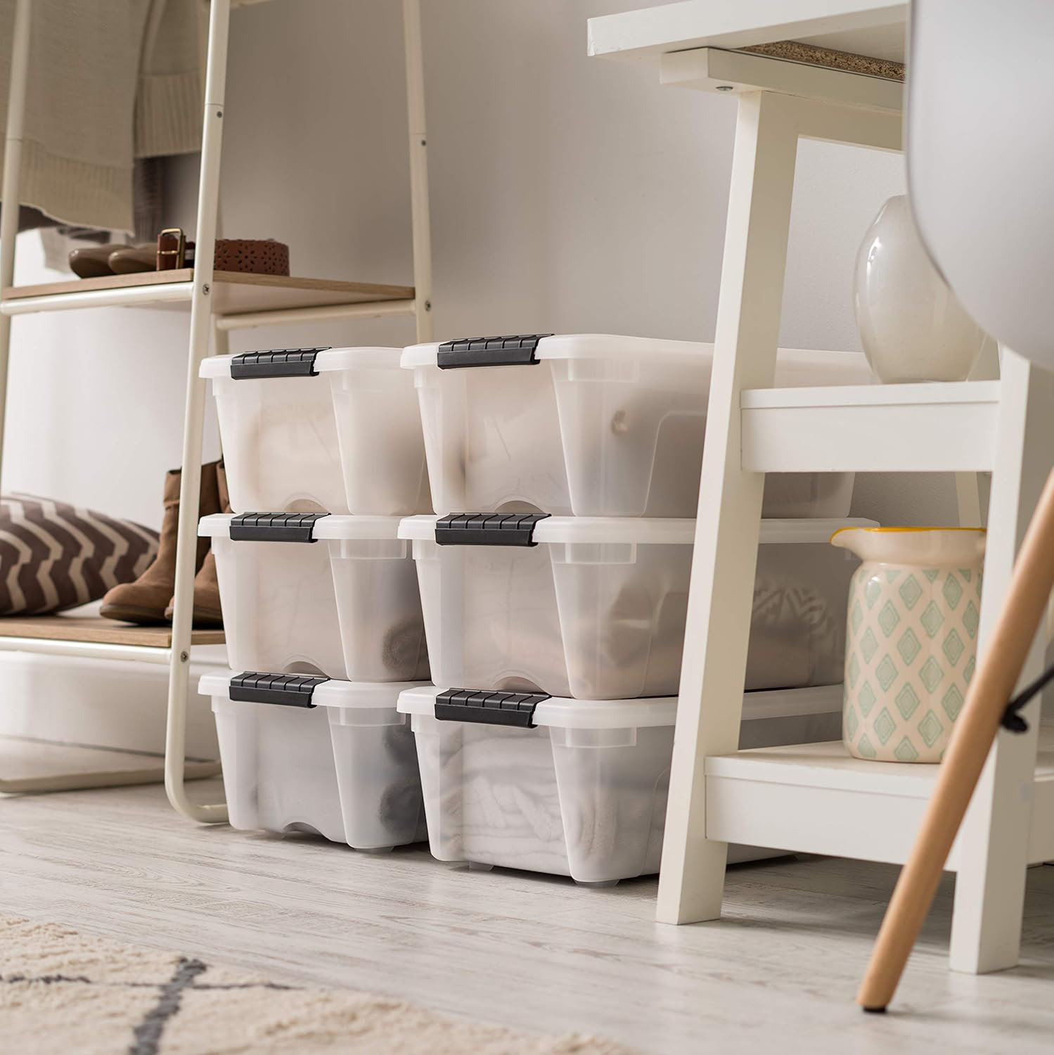 Hokku Designs Plastic Storage Box With Lid And Latches - 6 Pack - BPA ...