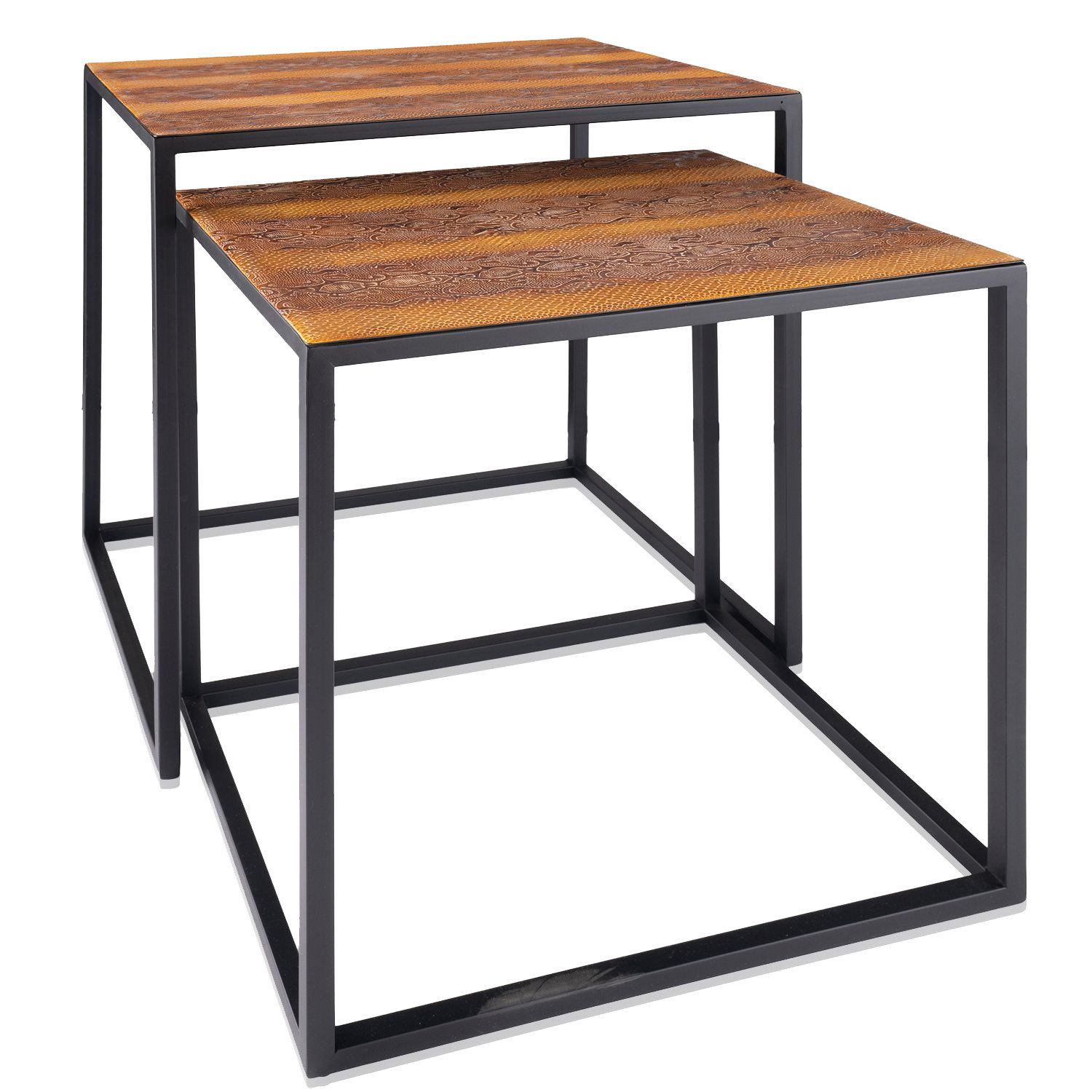 Everly Quinn 22" Black And Brown Resin End Table | Wayfair