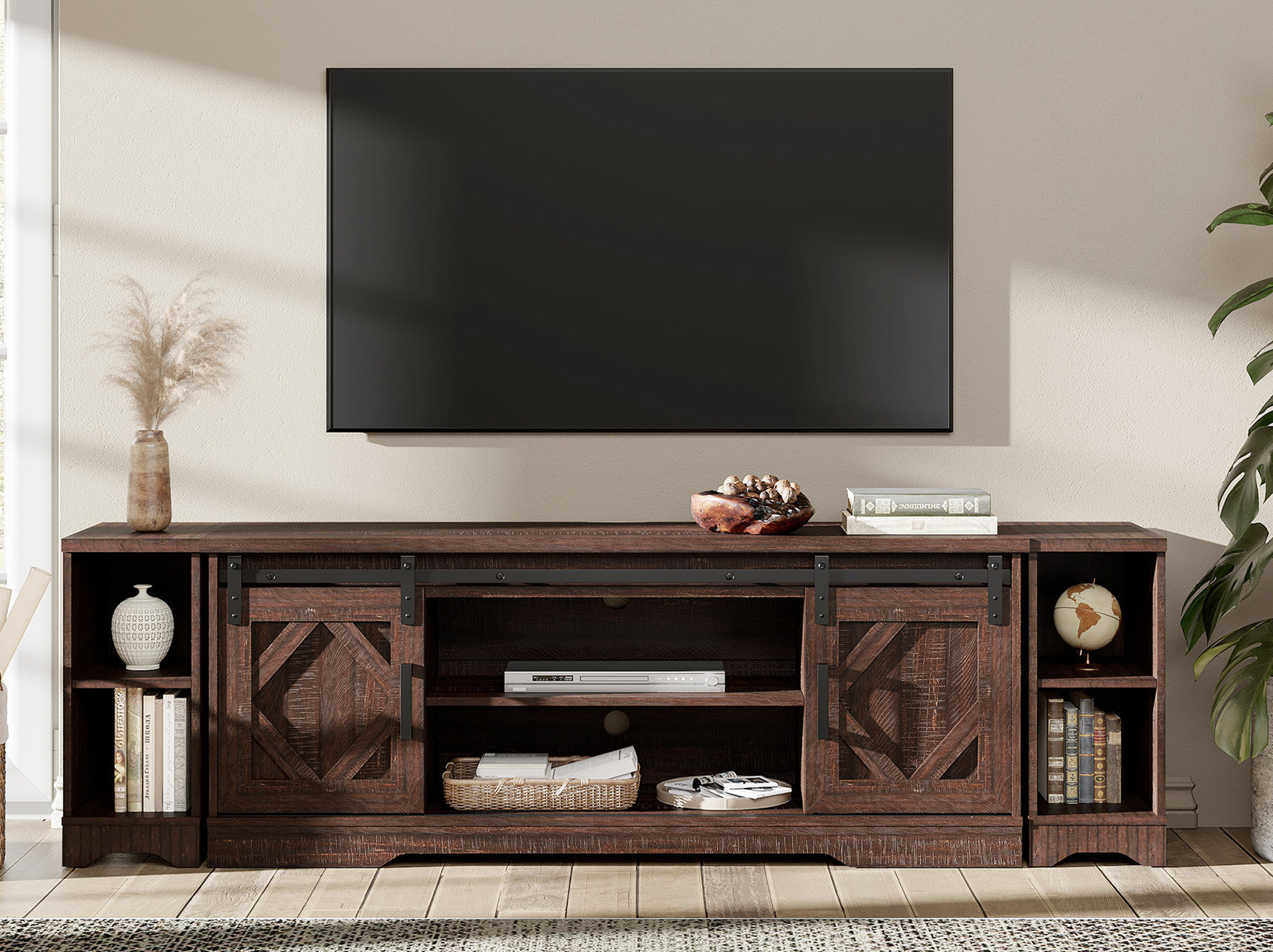 Gracie Oaks Laziza 3 in 1 Modern Farmhouse TV Stand for up to 85" TVs ...