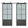 Calhome Glass and Metal Double Sliding Barn Door with Installation ...