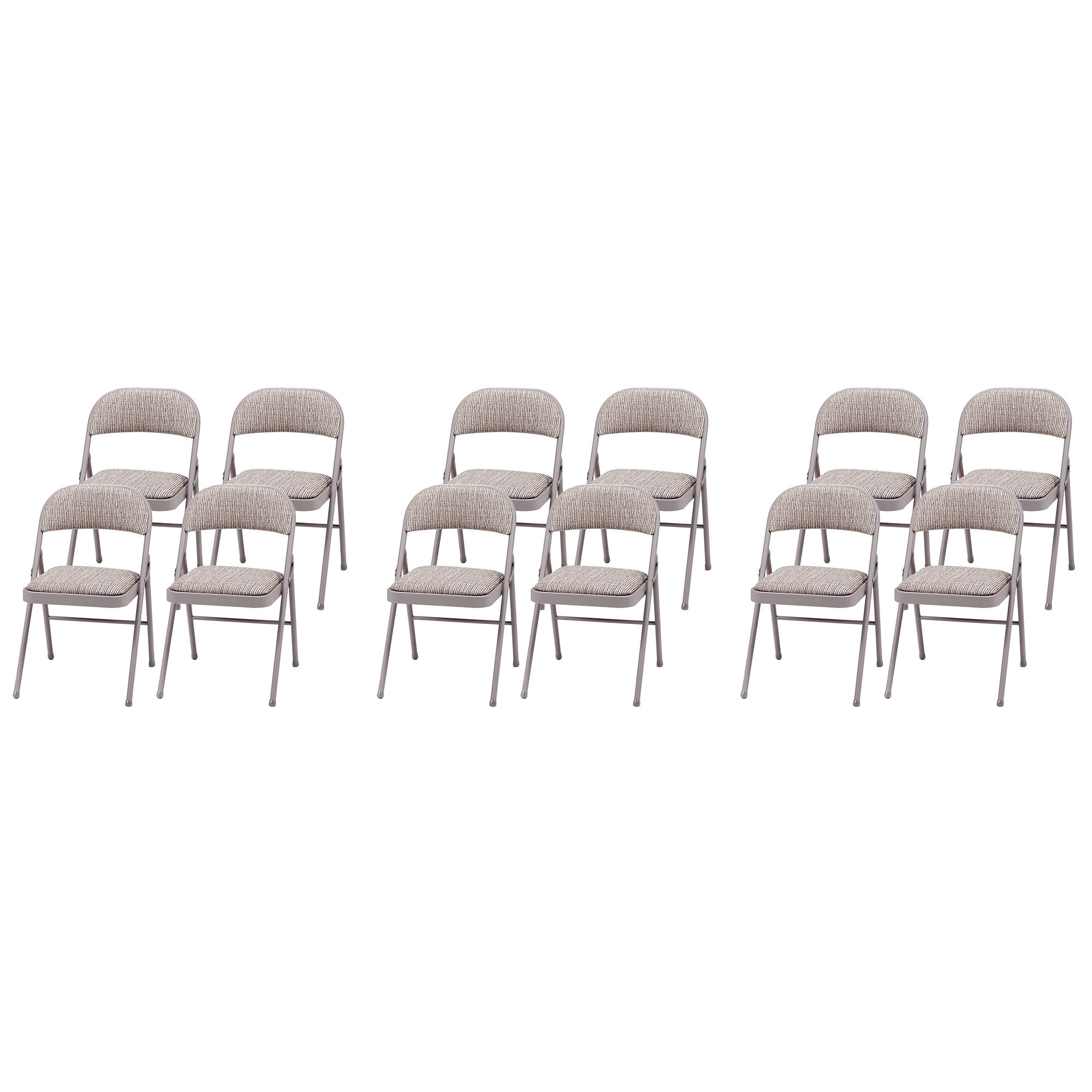 MECO Sudden Comfort Deluxe Metal Fabric Padded Folding Chair Set, Gray ...