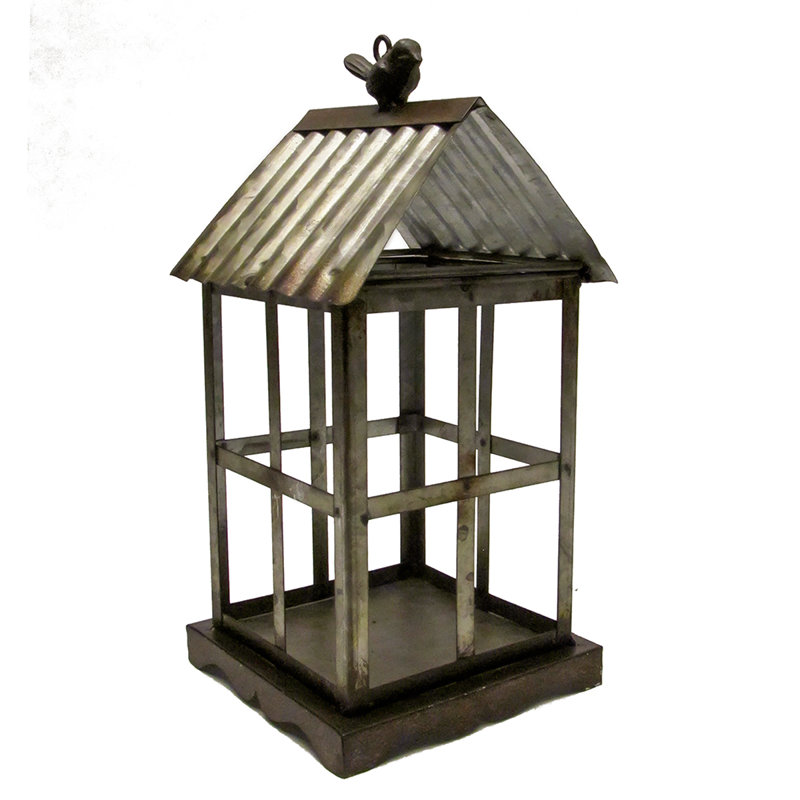 Arlmont & Co. Decorative Metal Bird Cage Iron Lantern Rustic Outdoor ...