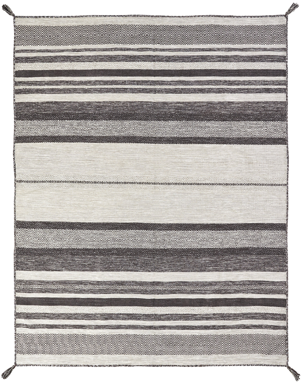Union Rustic Phillipston Striped Handmade Cotton Gray/Brown Area Rug ...