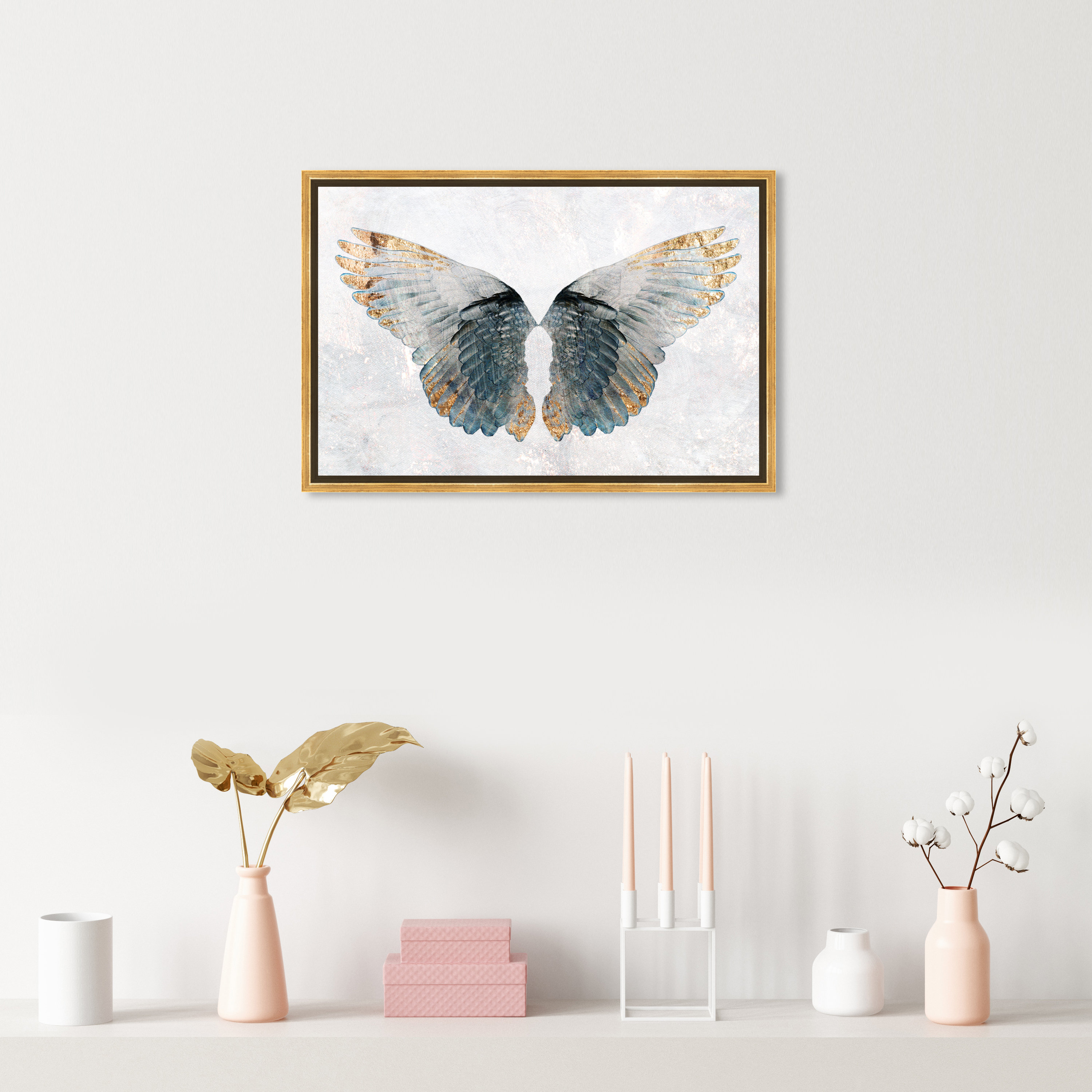 Oliver Gal Prints Open Your Wings Blue, Celestial Angel Glam Gold ...