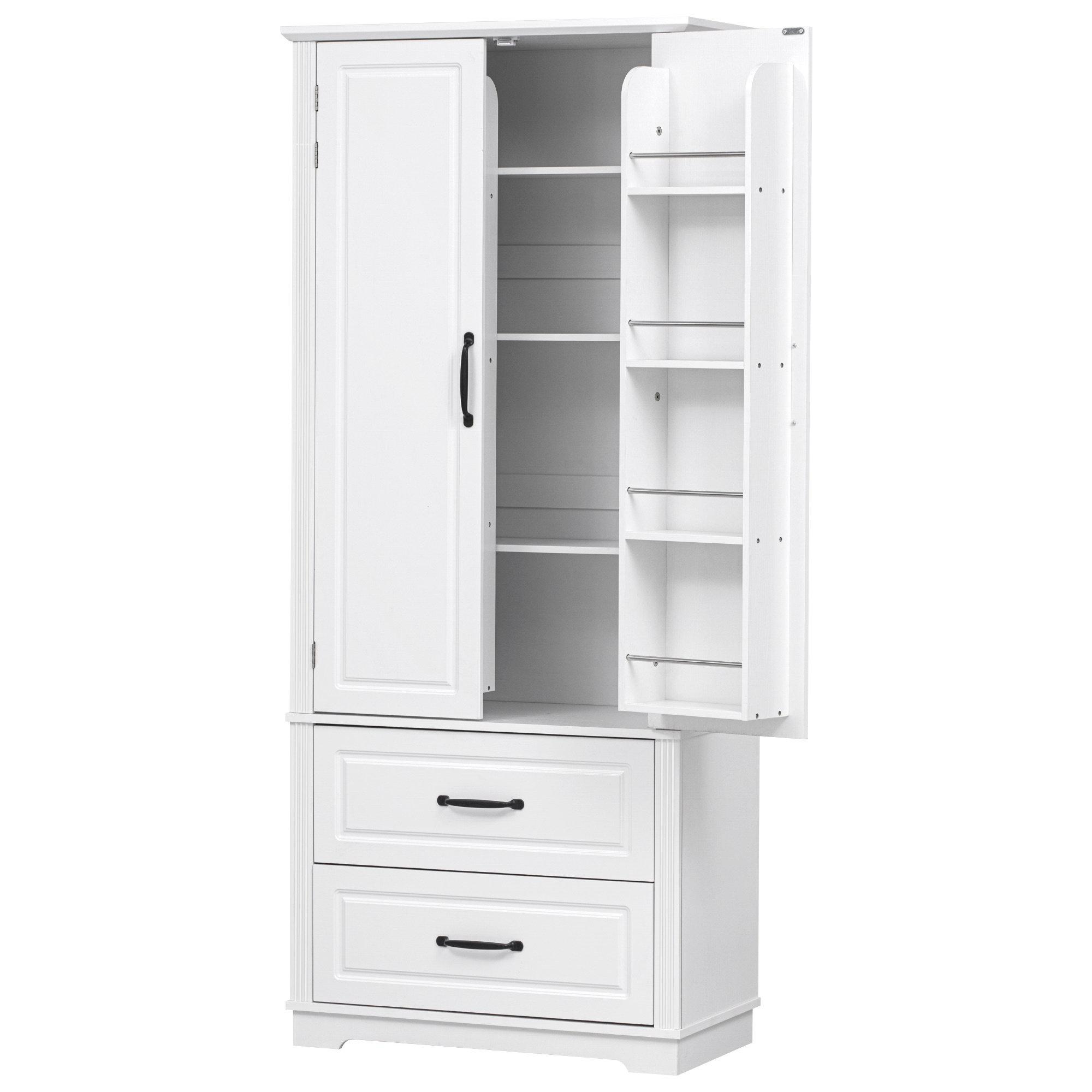 Lark Manor™ 71-Inch Farmhouse Kitchen Food Cabinet With 2 Large Drawers ...