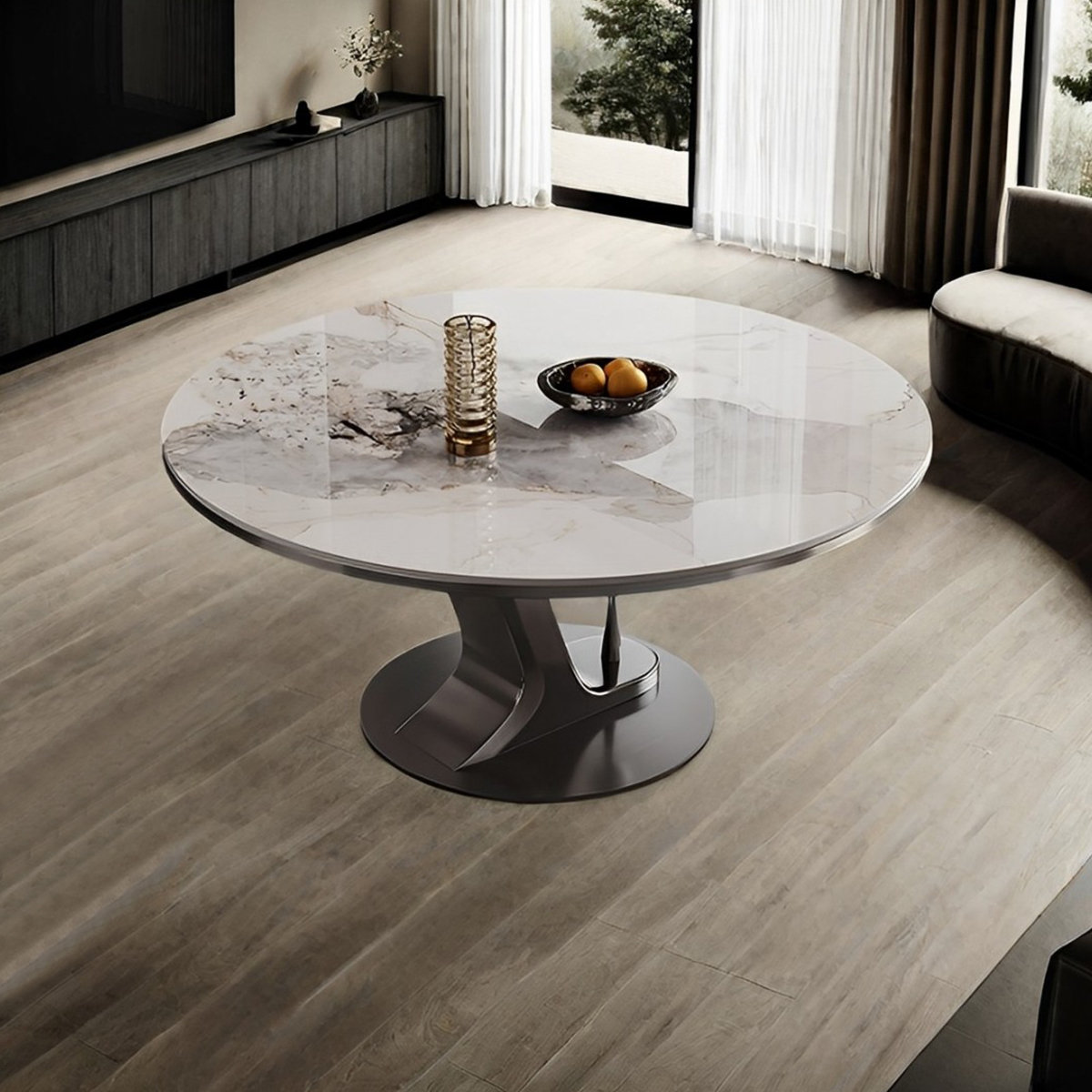 Pakloer Italian light luxury round rock plate dining table | Wayfair