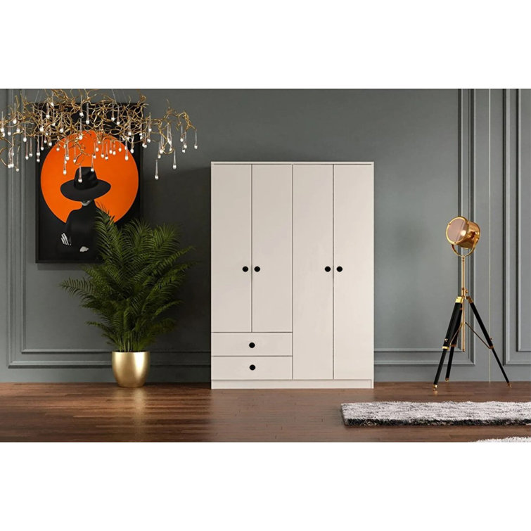 17 Stories Mikkos 4 Door Manufactured Wood Wardrobe | Wayfair.co.uk