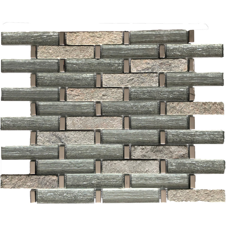 Mosaics4you San Remo 0.3" x 3" Natural Stone/Glass Linear Mosaic Wall ...