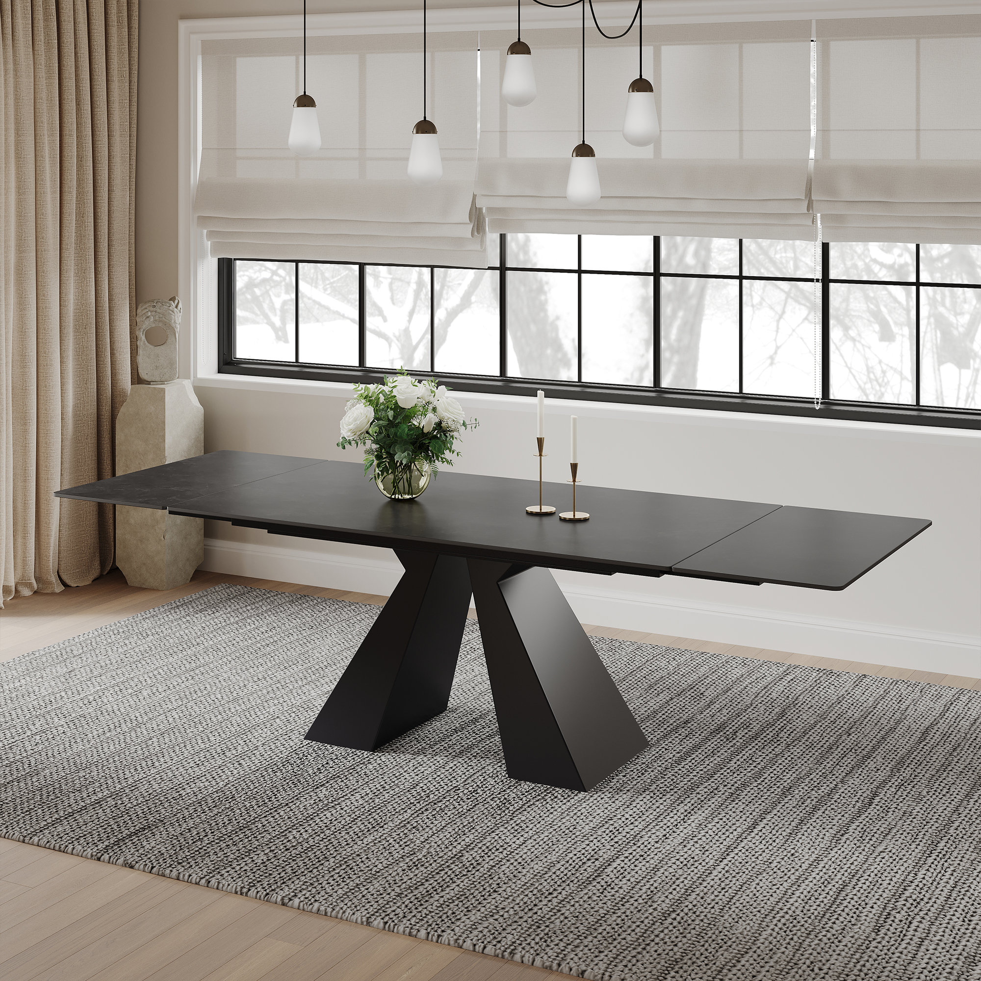 Corrigan Studio® Lethia Extendable 63 to 94" 10-Seat Stone Dining Table ...
