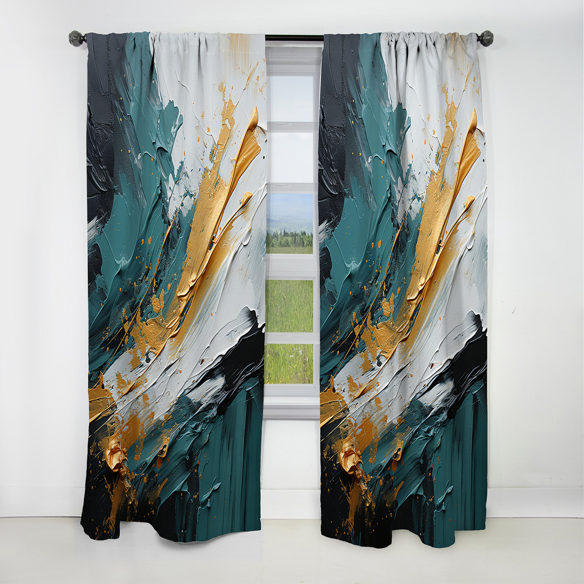 East Urban Home Glaser - Painting Abstract Blackout Curtain - 1 Panels ...