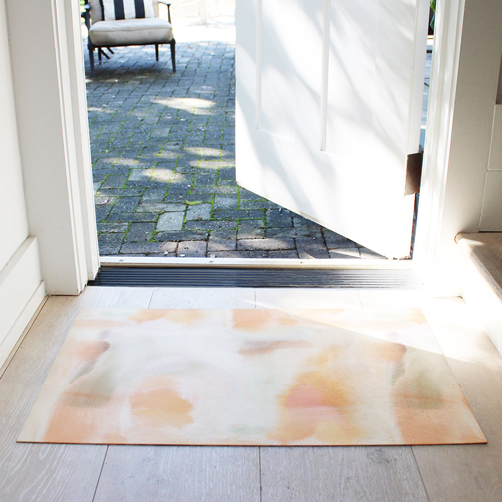 Orren Ellis Watercolor Vinyl Floor Mat | Wayfair