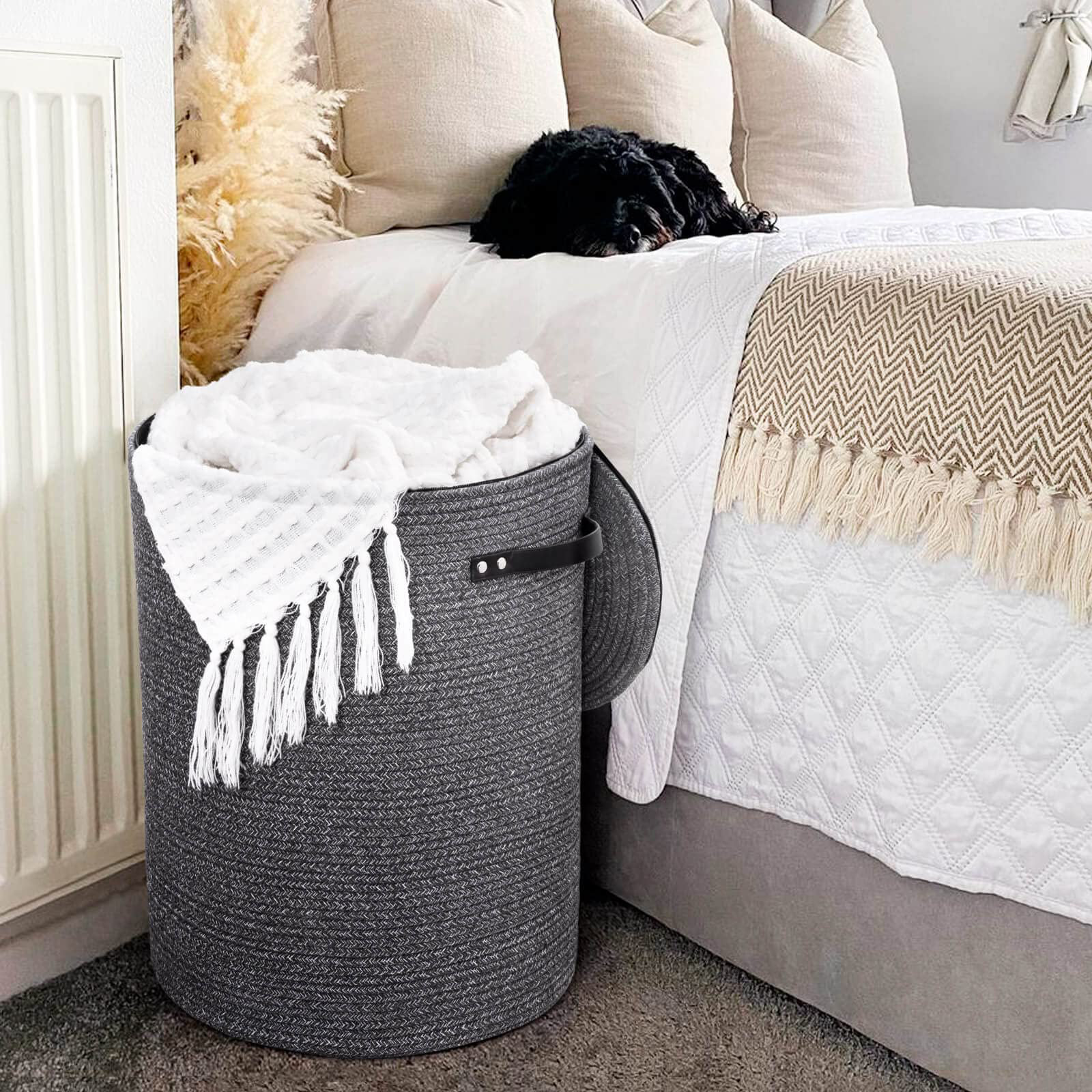 Hokku Designs Large Laundry Hamper With Lid, 58L, Tall Clothes Laundry ...