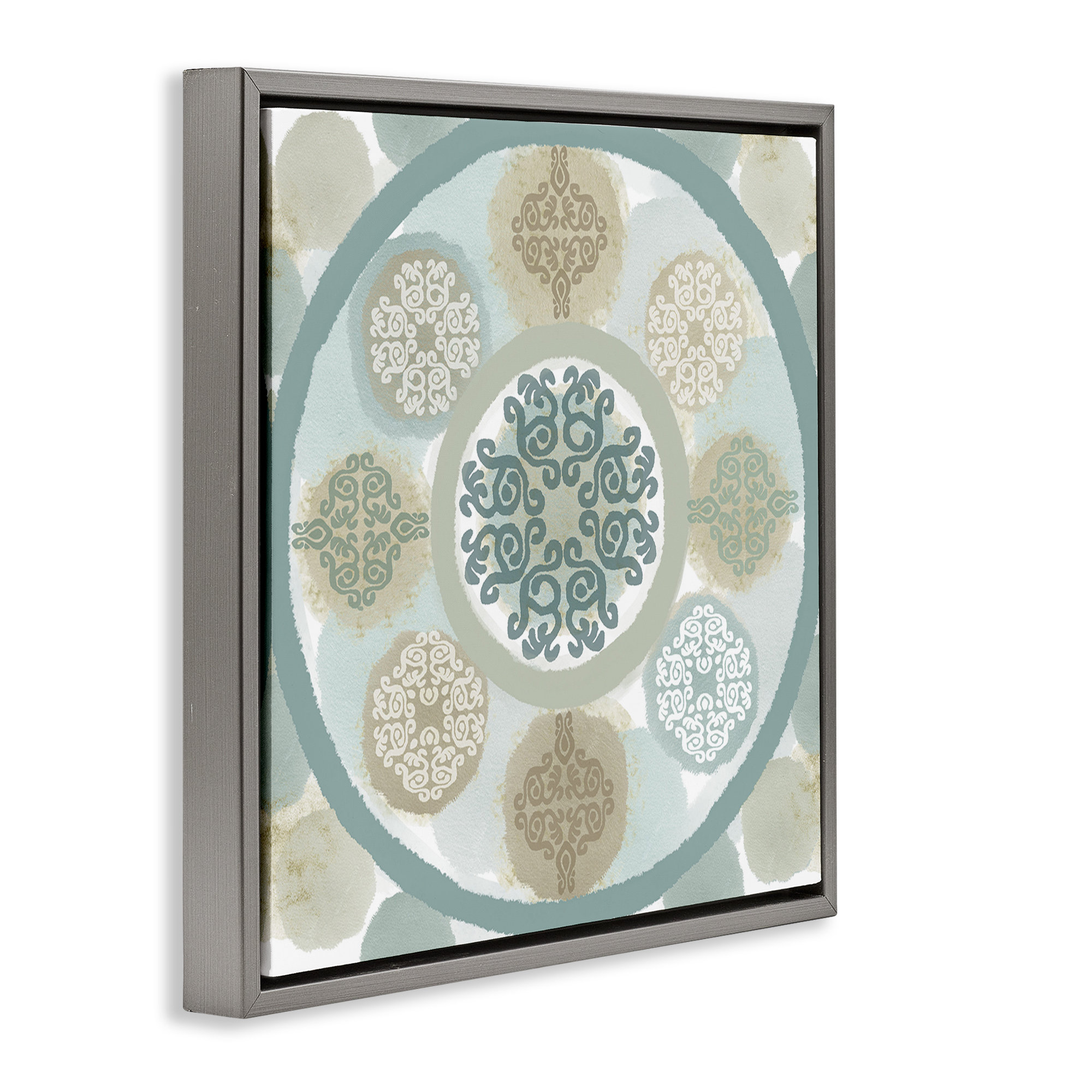 Bungalow Rose Mint Mandala Fractals Floater Canvas Wall Art by Flora ...