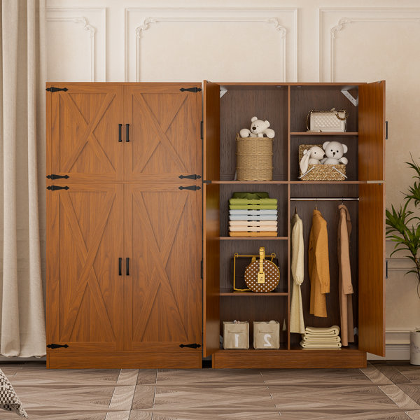Gracie Oaks 71'' Farmhouse Armoire, Wardrobe Closet Storage Cabinet ...