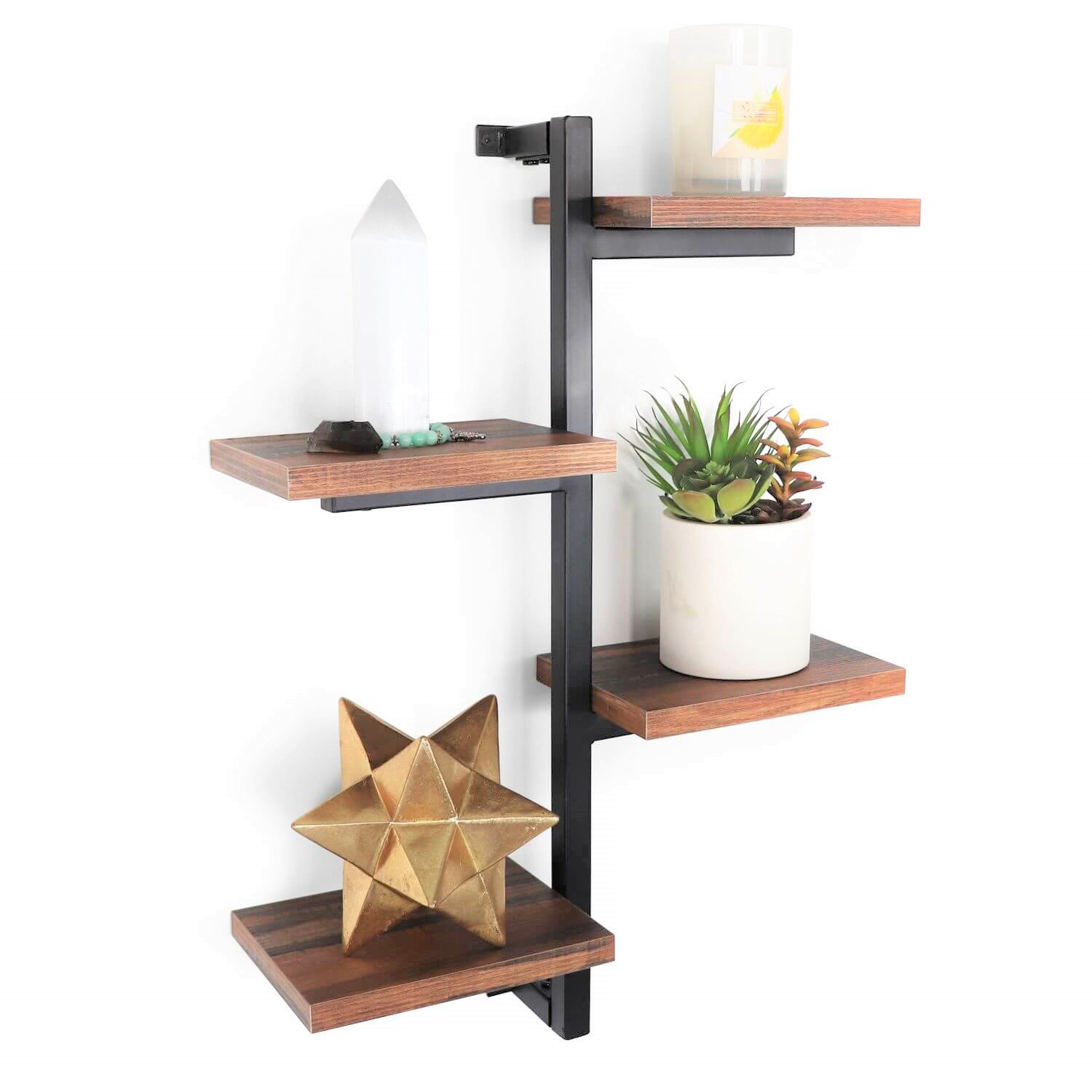 17 Stories Jannetta Decorative 4-Arms Black Metal Frame Display Shelf ...