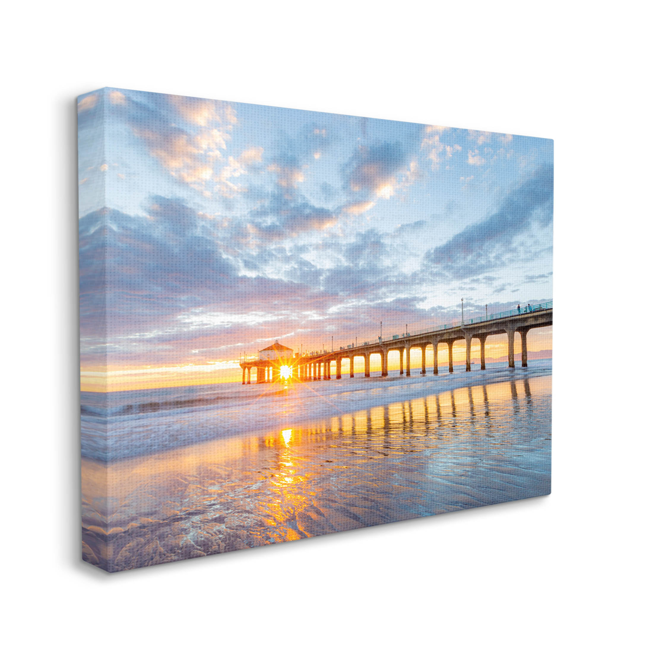 Stupell Industries Ocean Pier Sunrise Reflection Canvas Wall Art By ...