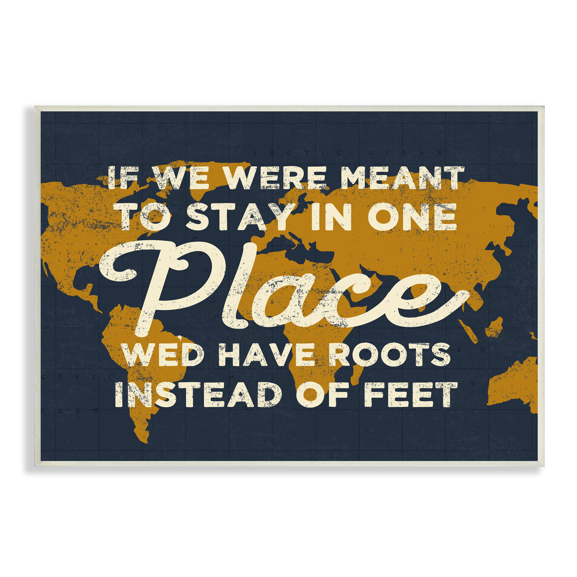 Stupell Industries We''d Have Roots Encouraging Travel World Map Sign ...