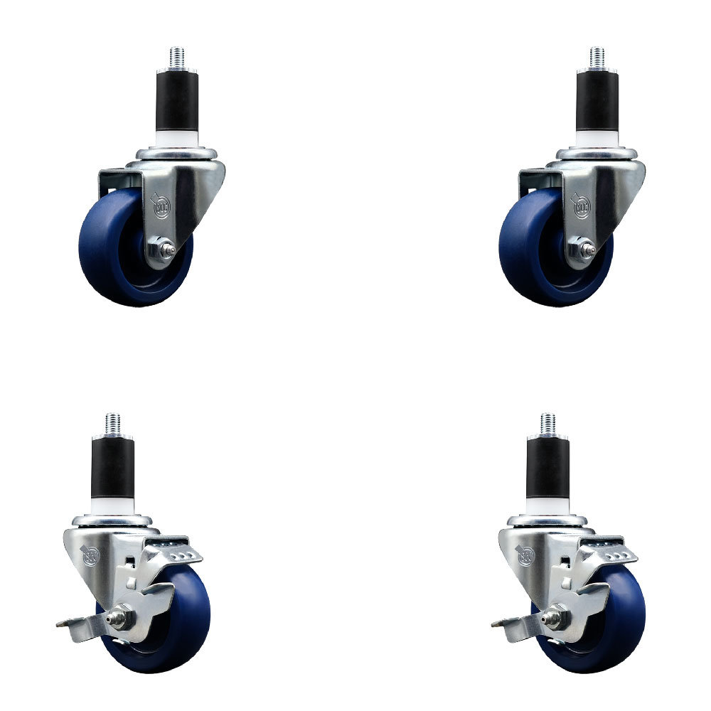 Service Caster 3 Inch Solid Poly Wheel Swivel 1-1/2 Inch Expanding Stem ...