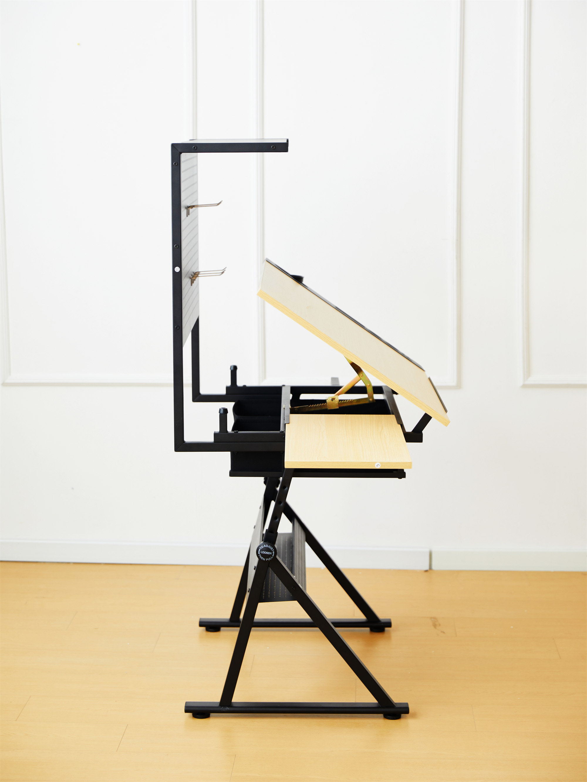 Inbox Zero Drafting Table With Metal Perforated Board Pannel | Wayfair