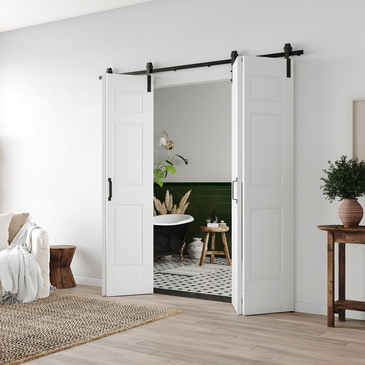 CHIC MODE 6 Lattice Shapes Interior Double Bi-Fold Barn Door Within ...