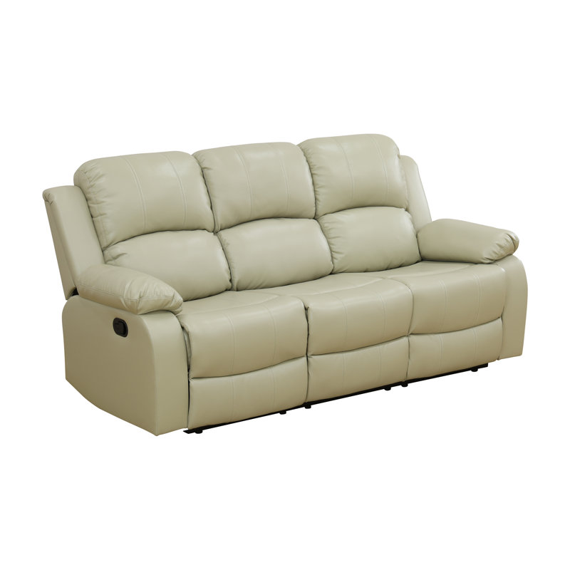 Ebern Designs Jadeon 82'' Faux Leather Pillow Top Arms Reclining Sofa ...