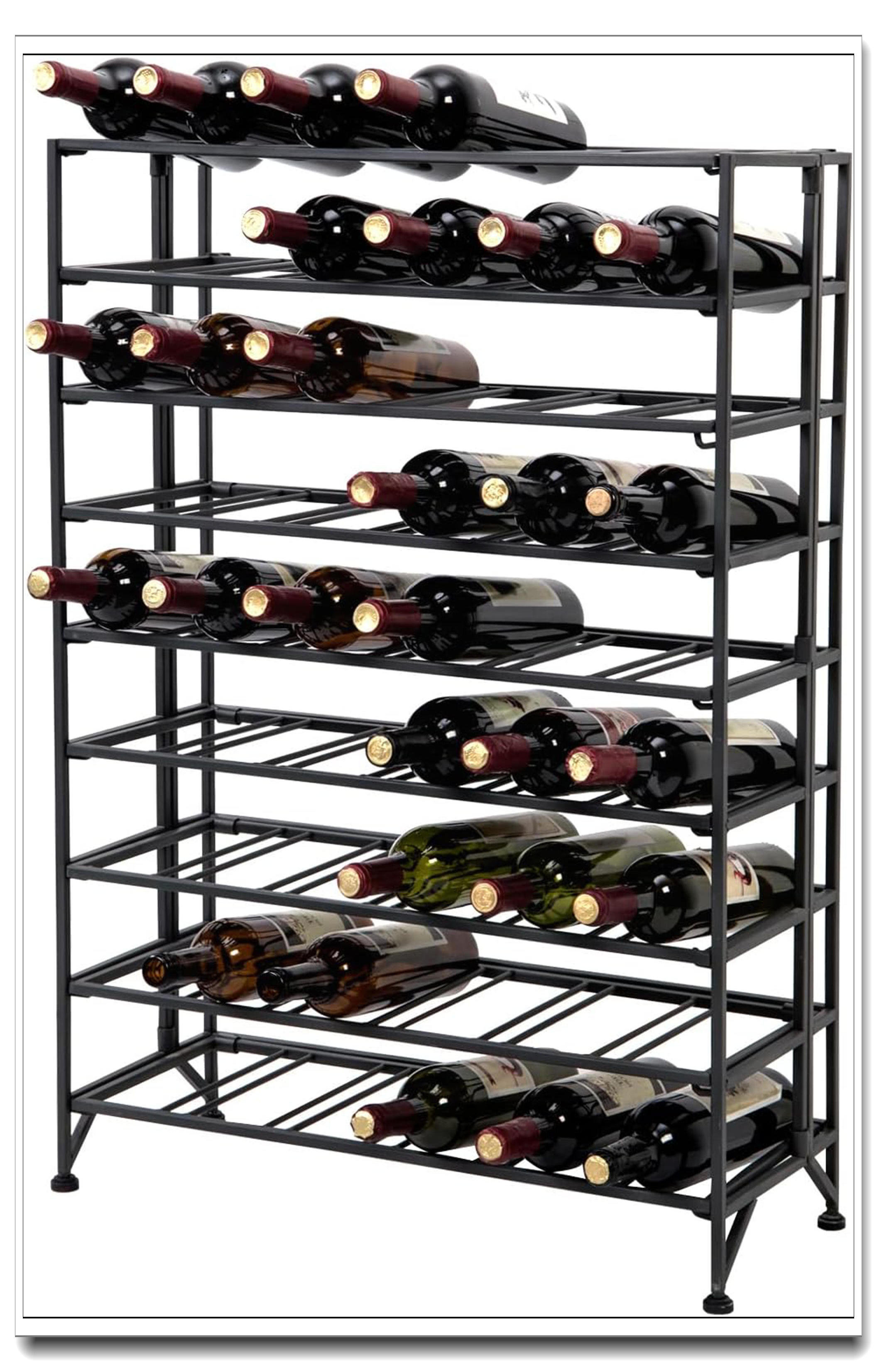 Latitude Run® Gray Metal Freestanding Wine Rack, 9-Tier Floor Stand ...