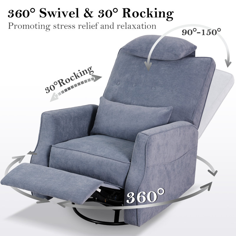 Winston Porter Swivel Rocker Recliner Chair, Glider Recliner Nursery ...