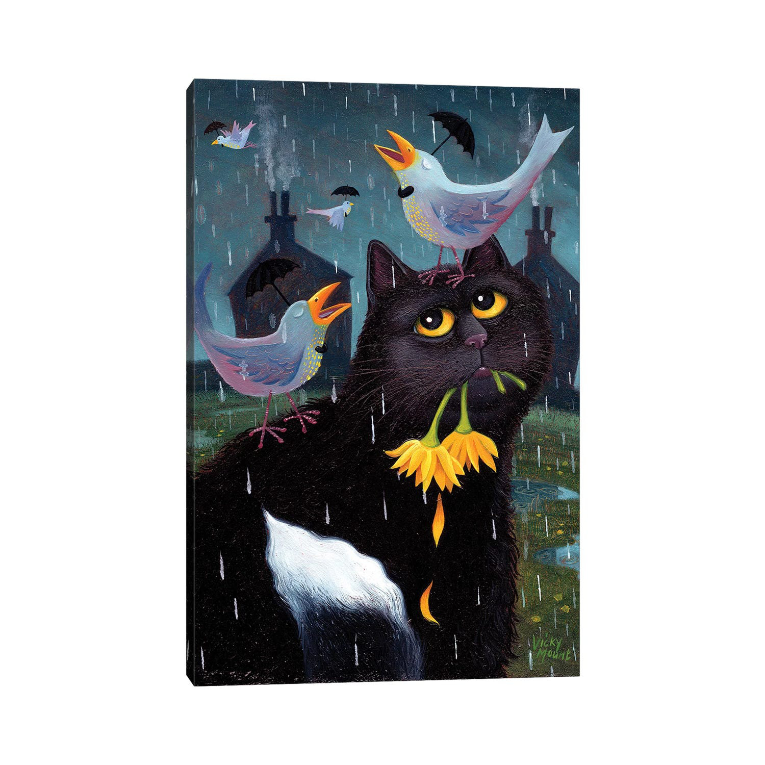 East Urban Home Singing in the Rain by Vicky Mount - Wrapped Canvas ...