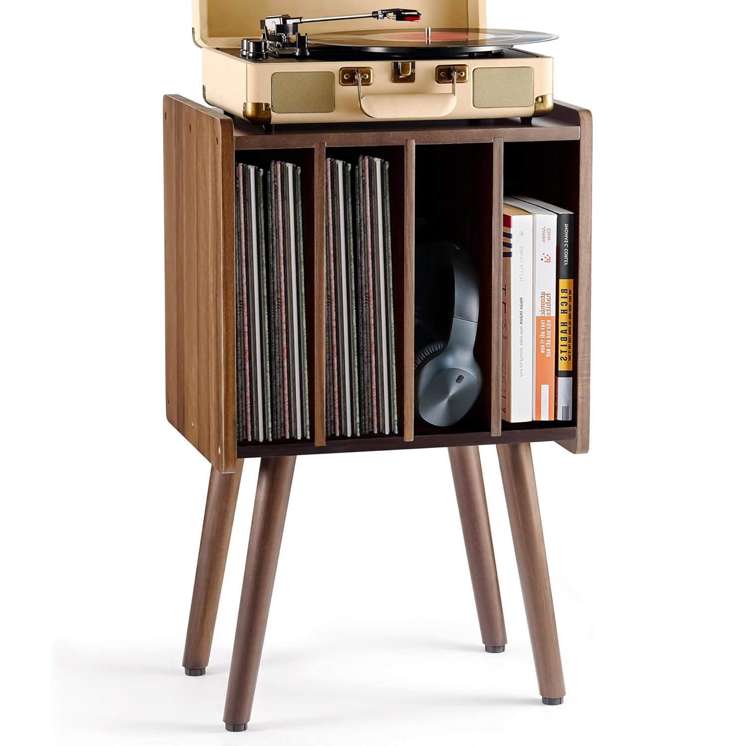 George Oliver Wooden Record Player Stand, Vinyl Record Storage Holder ...