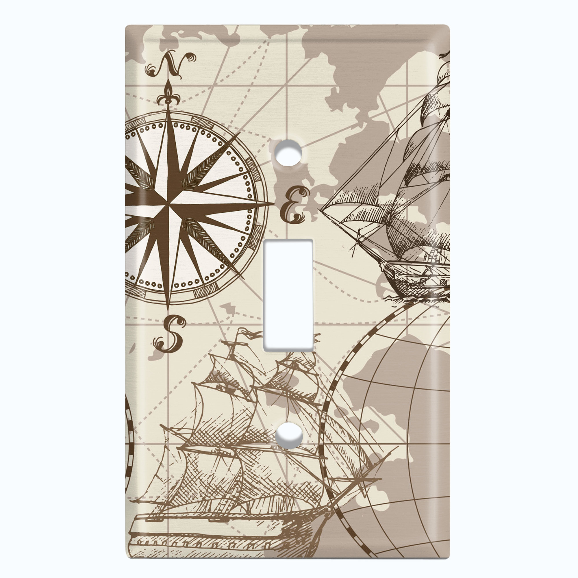 WorldAcc Metal Light Switch Plate Outlet Cover (World Sea Ship Globe ...